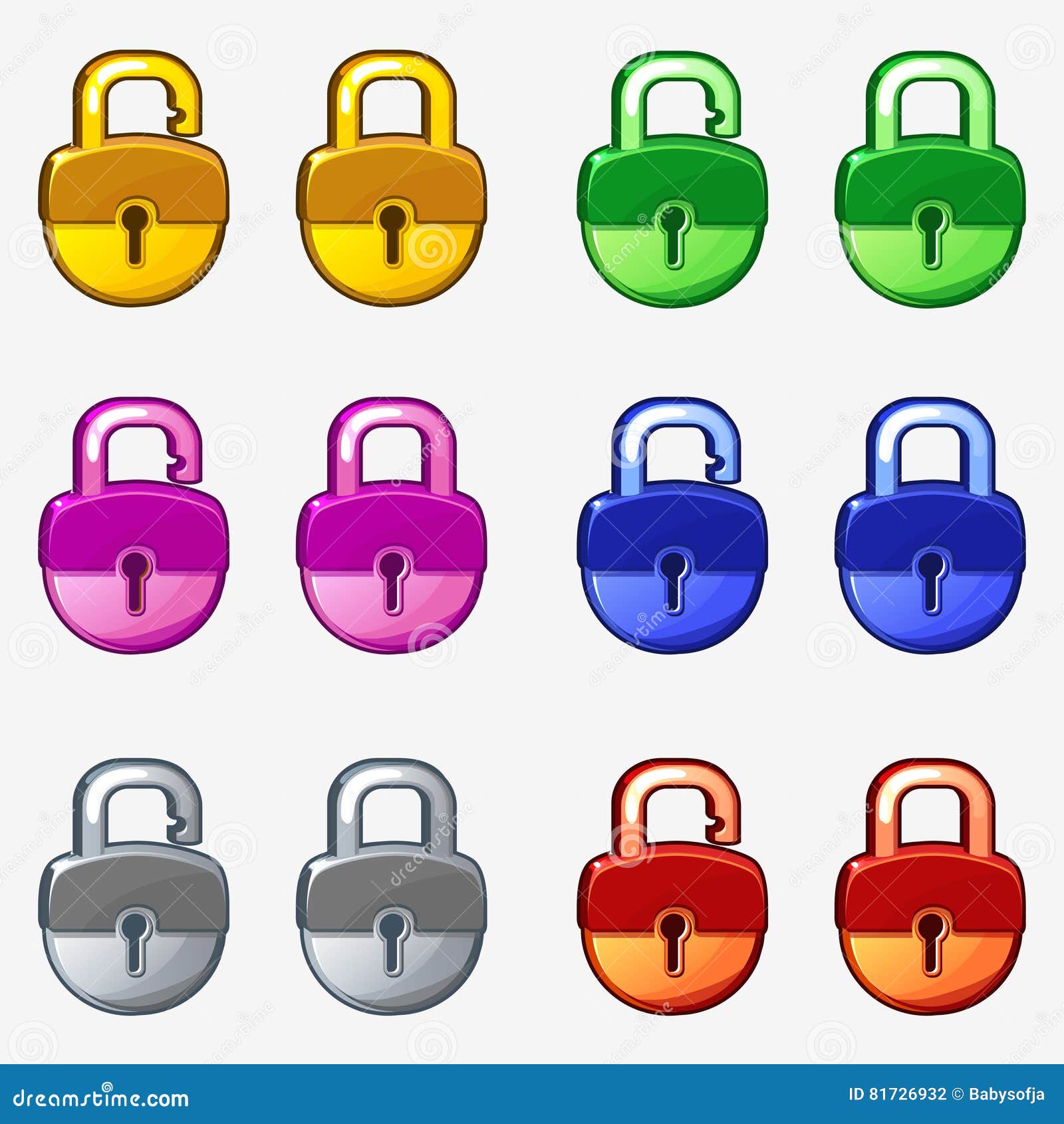 Cartoon colored padlock stock vector. Illustration of open - 81726932