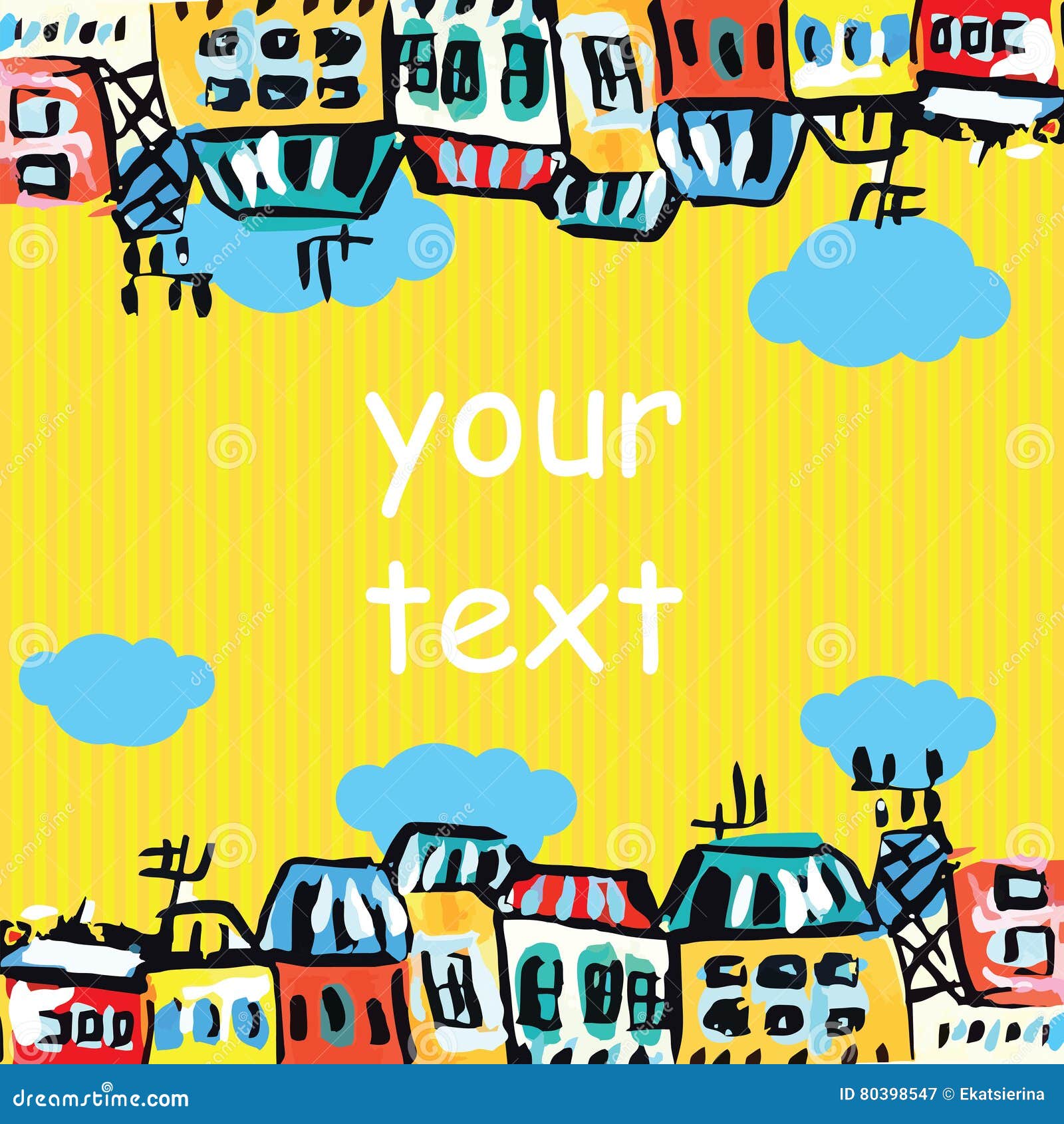 Cartoon Colored Postcard of the City Stock Vector - Illustration of ...