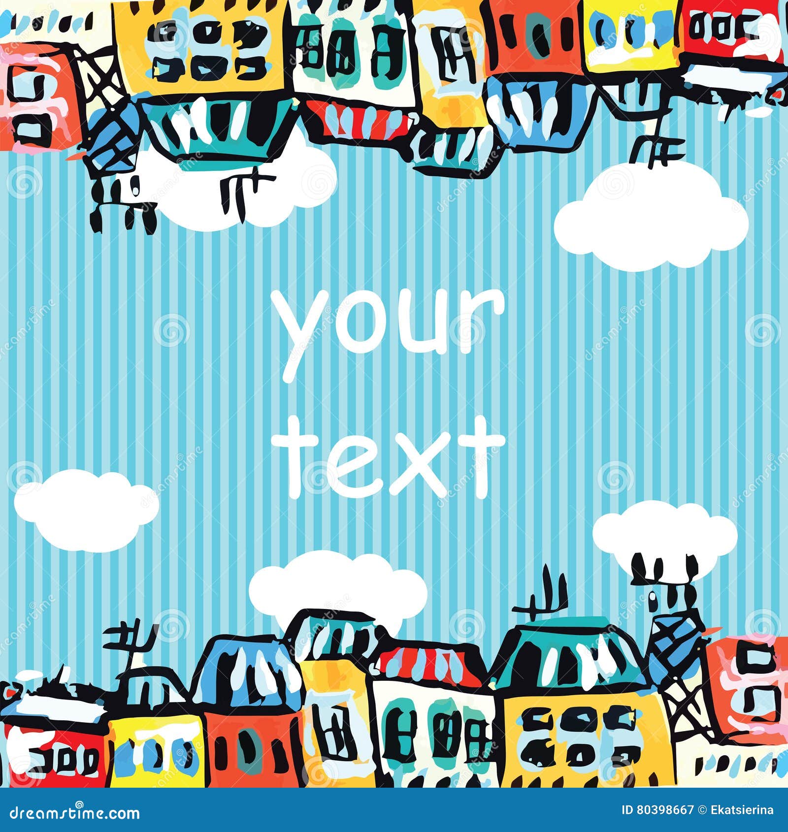 Cartoon Colored Postcard of the City Stock Vector - Illustration of ...