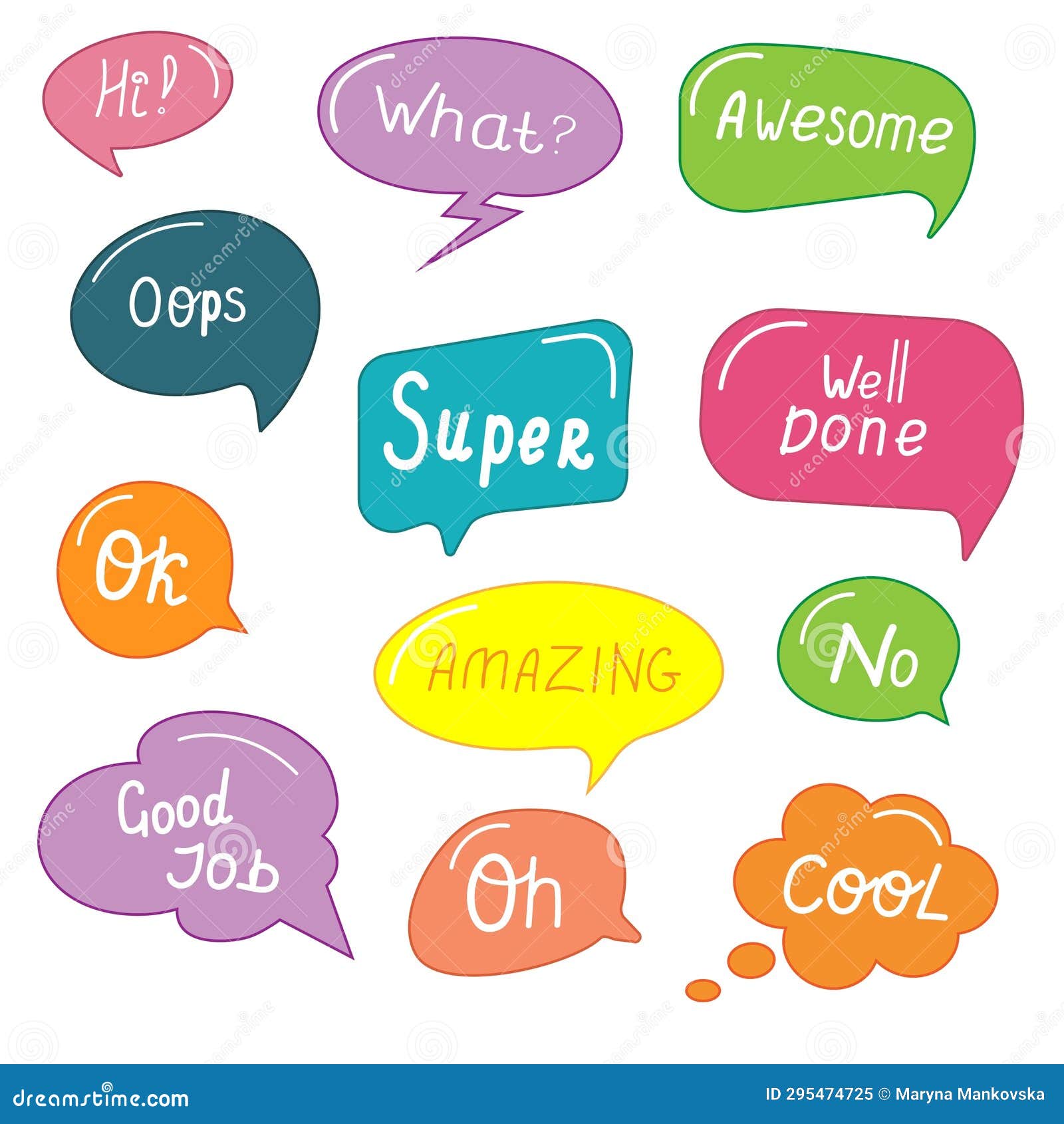 Cartoon Colored Speech Bubble with Handwritten Short Text. Stock Vector ...
