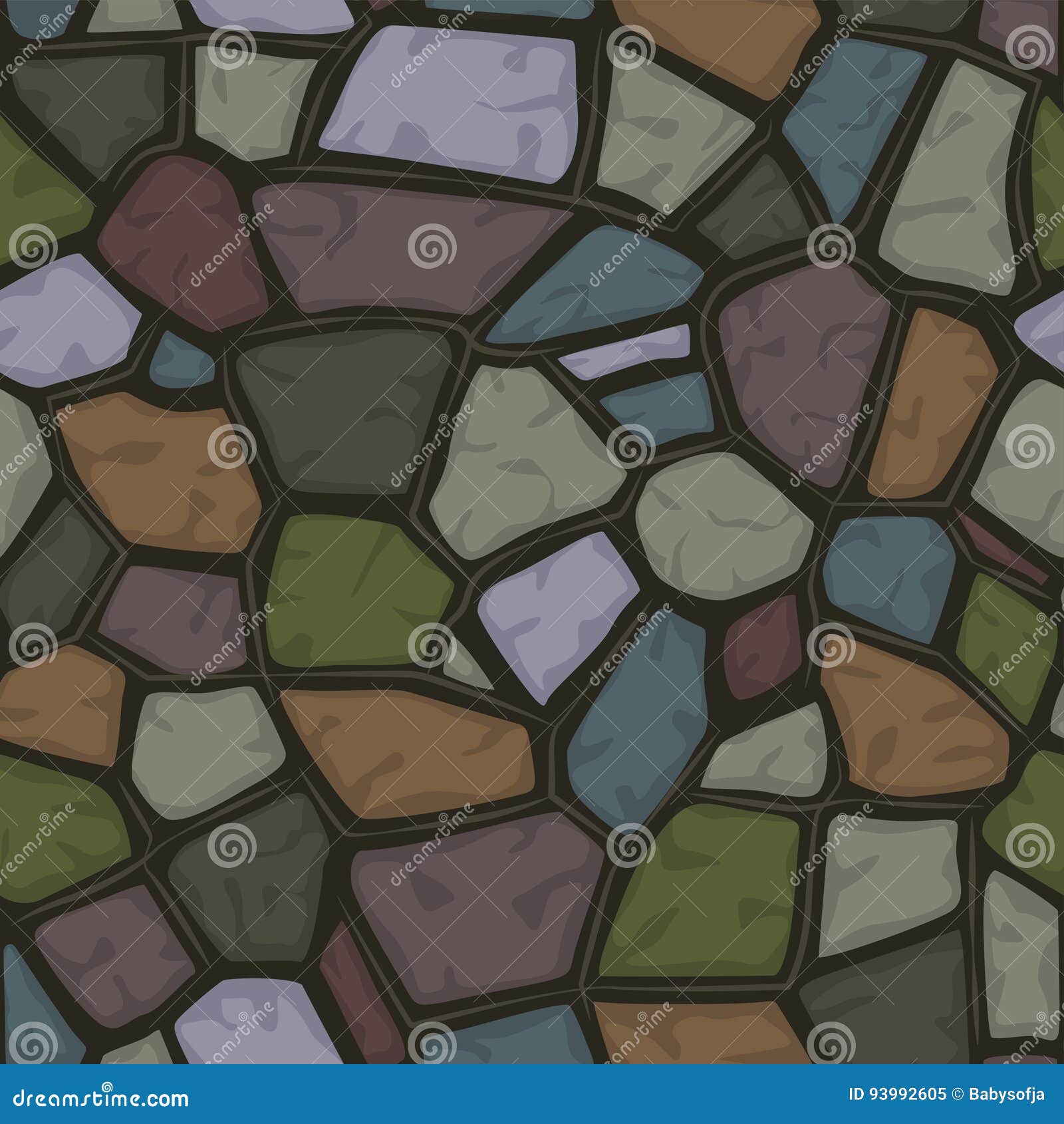 Cartoon Colored Stone Seamless Background, Texture Pattern Set6 Stock ...