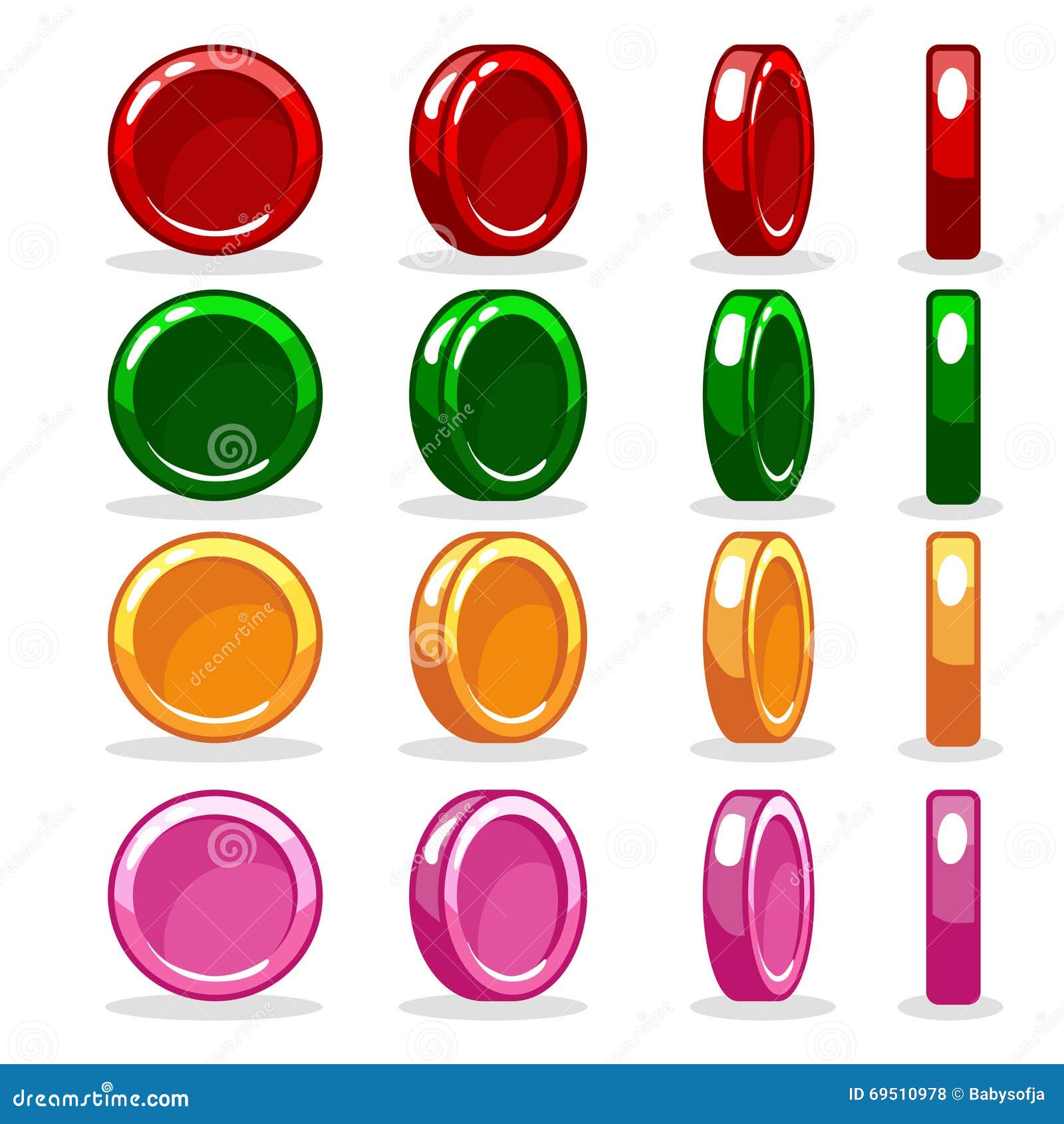 Cartoon Colorful Coin Set, Game Rotation Animation Stock Vector ...