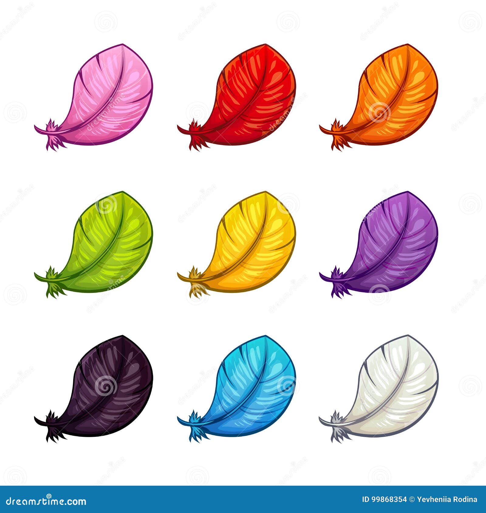 Cartoon Colorful Feather Icons Set. Stock Vector - Illustration of ... Cartoon Colorful Feather Icons Set. Stock Vector - Illustration of ...