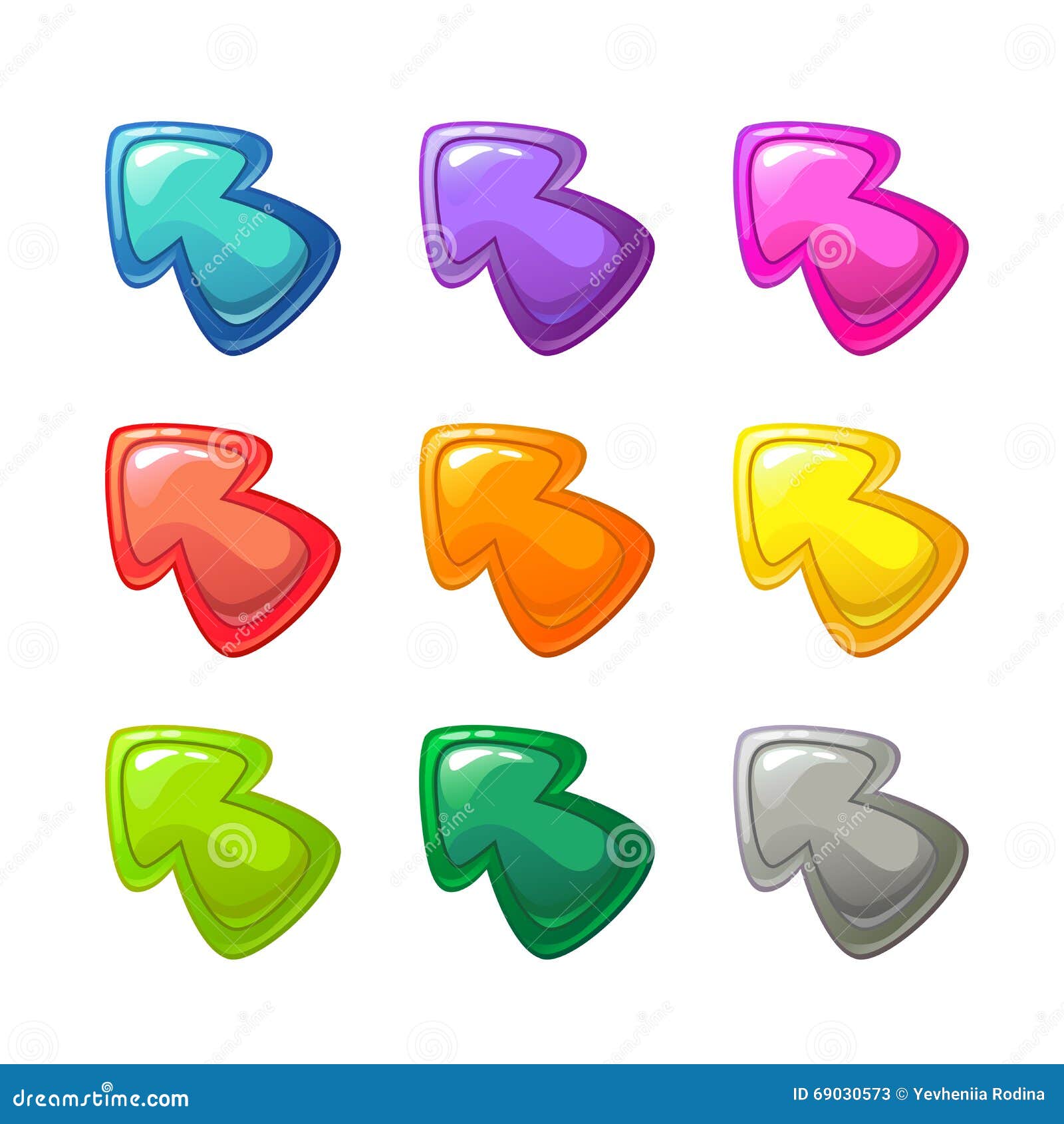 Cartoon Colorful Glossy Arrows Set Stock Vector - Illustration of ...