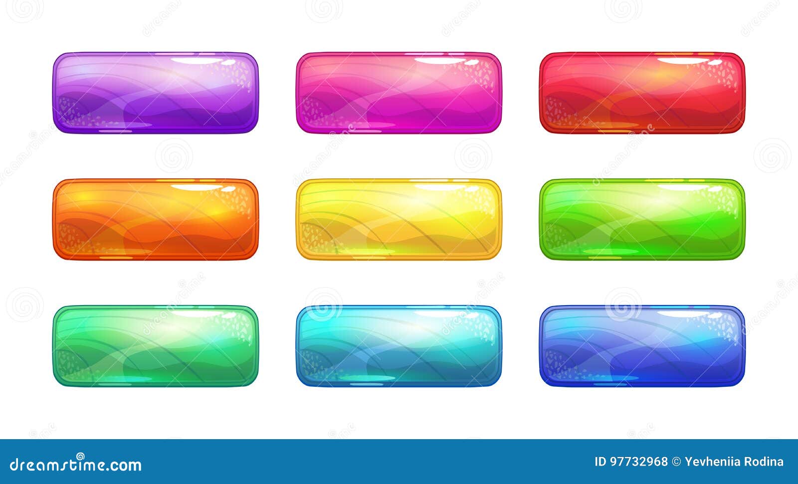 Cartoon Colorful Glossy Long Buttons Set. Stock Vector - Illustration ...