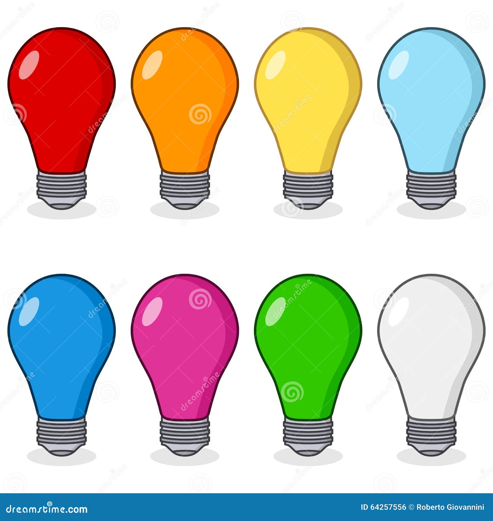 Cartoon Colorful Light Bulbs Collection Stock Vector - Illustration of ...