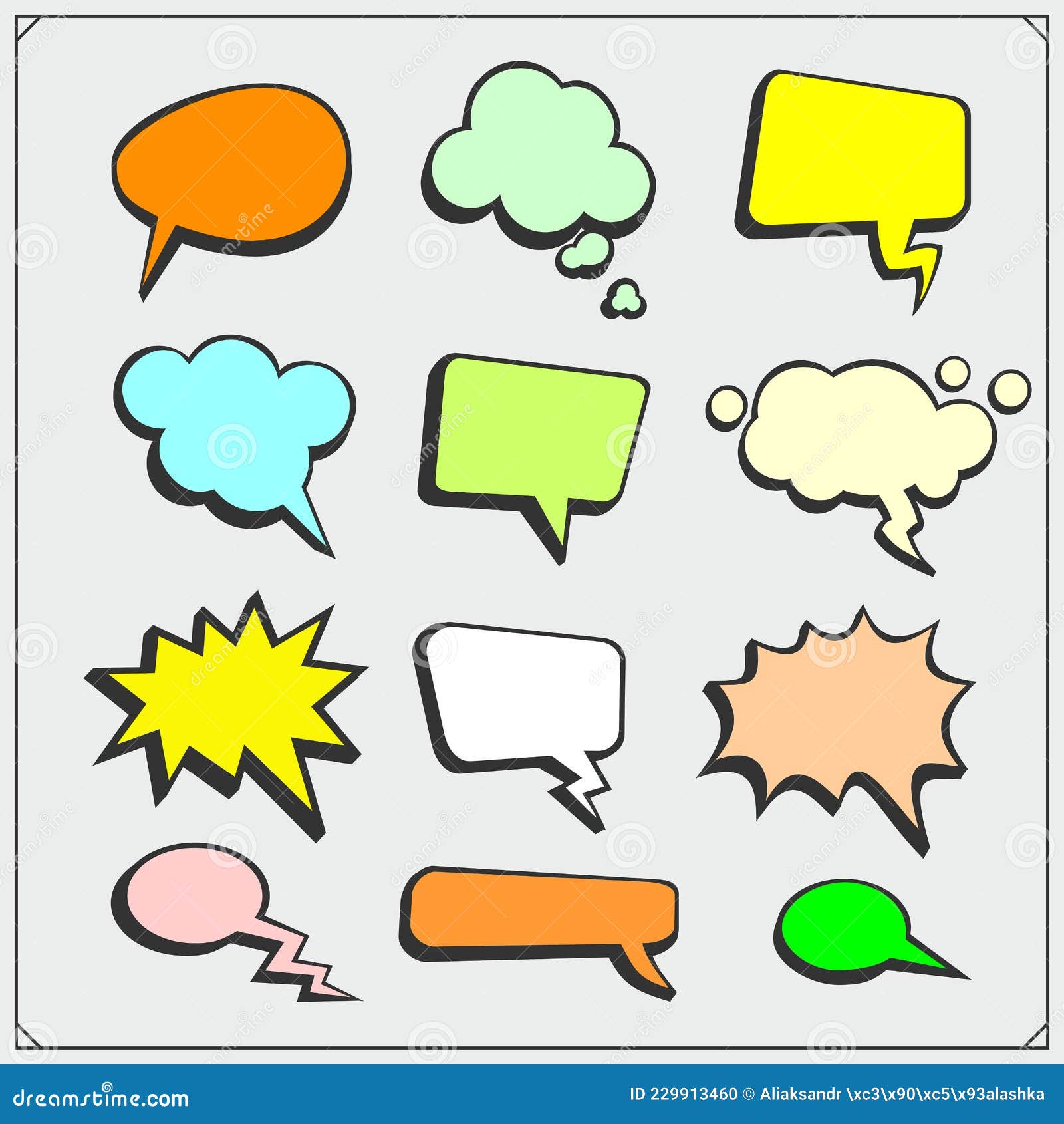 Cartoon Colorful Speech Bubbles. Empty Dialog Boxes for Text Stock ...