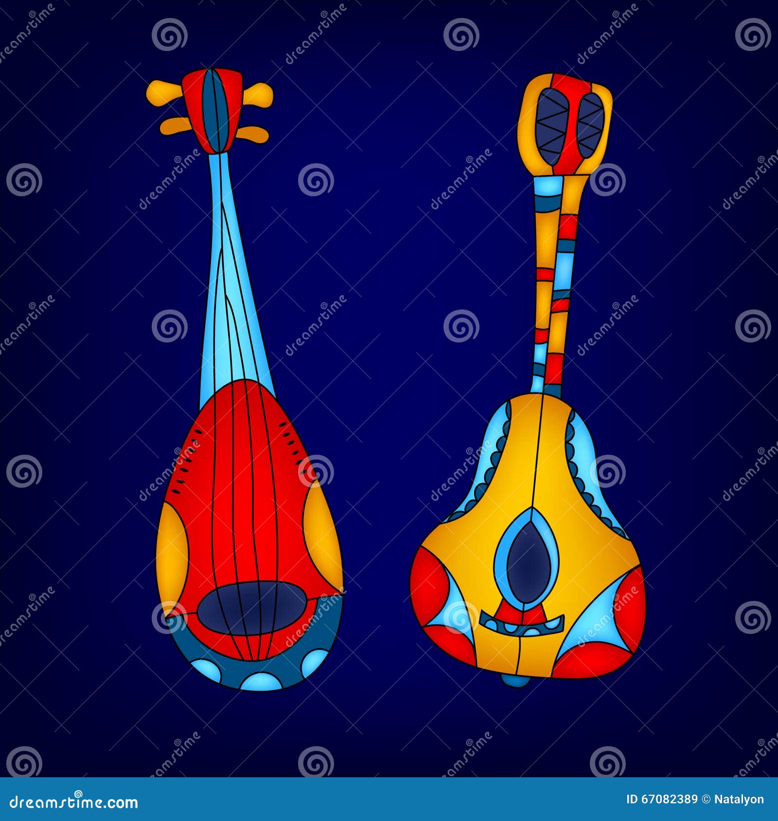 Cartoon Colorful Stringed Musical Instruments, Vector Stock Vector ...