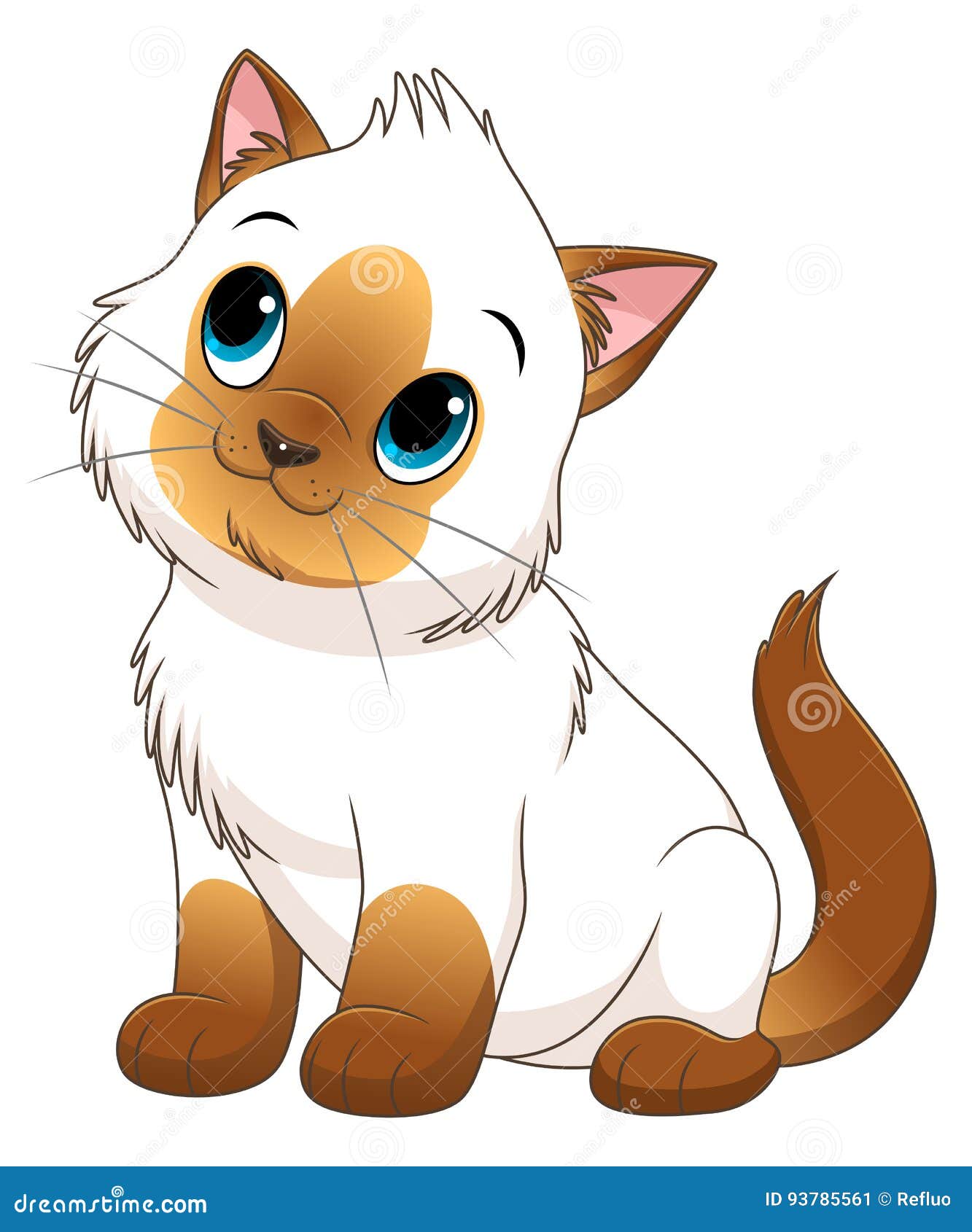 Cartoon colorpoint kitten stock vector. Illustration of kitten - 93785561