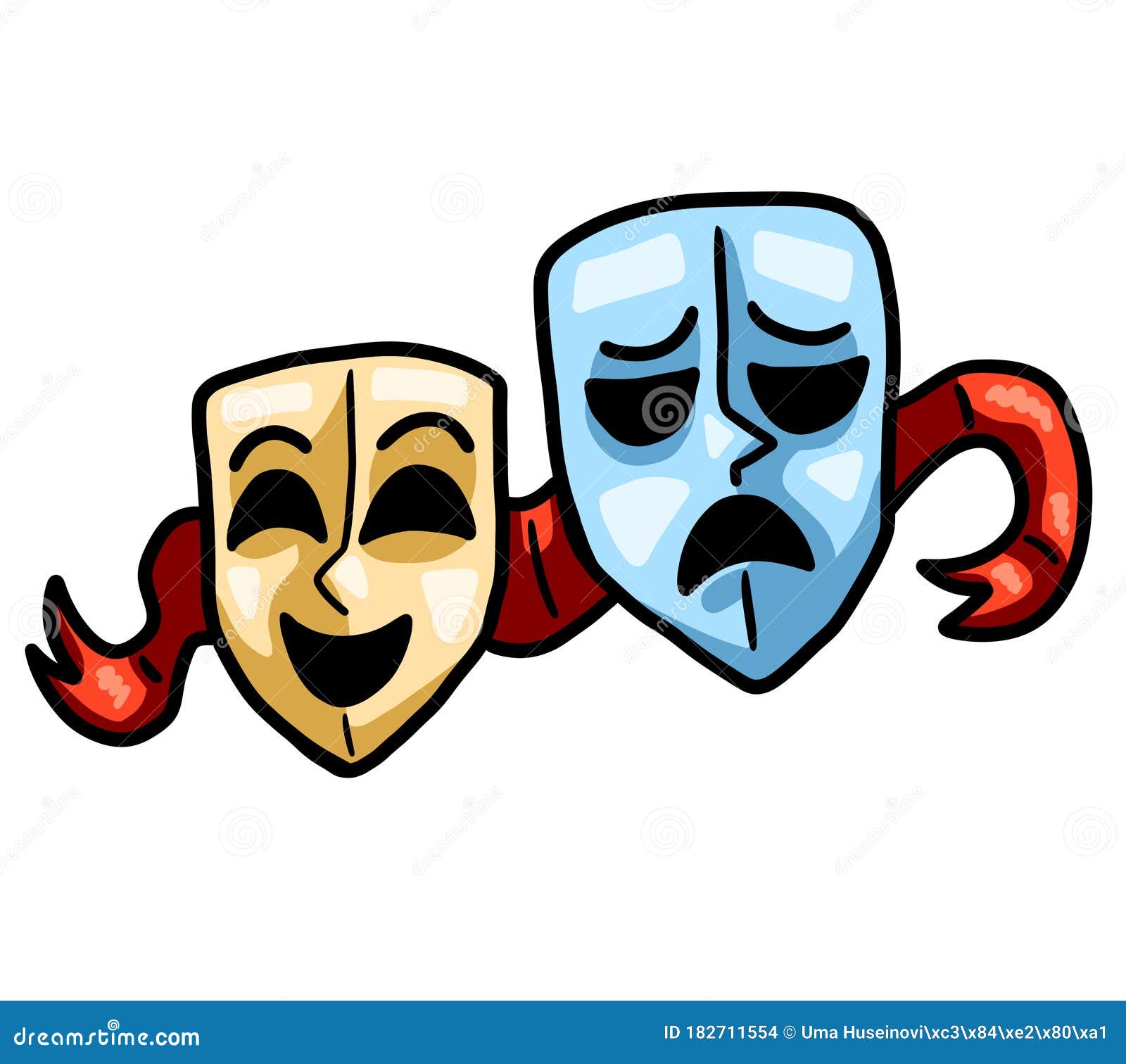 Cartoon Comedy and Tragedy Masks Stock Illustration - Illustration of ...