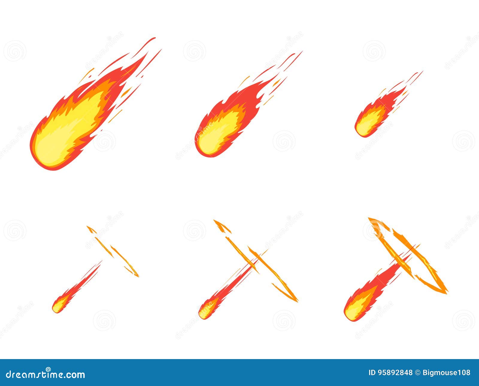 Cartoon Comet Effect Stages Set. Vector Stock Vector - Illustration of ...