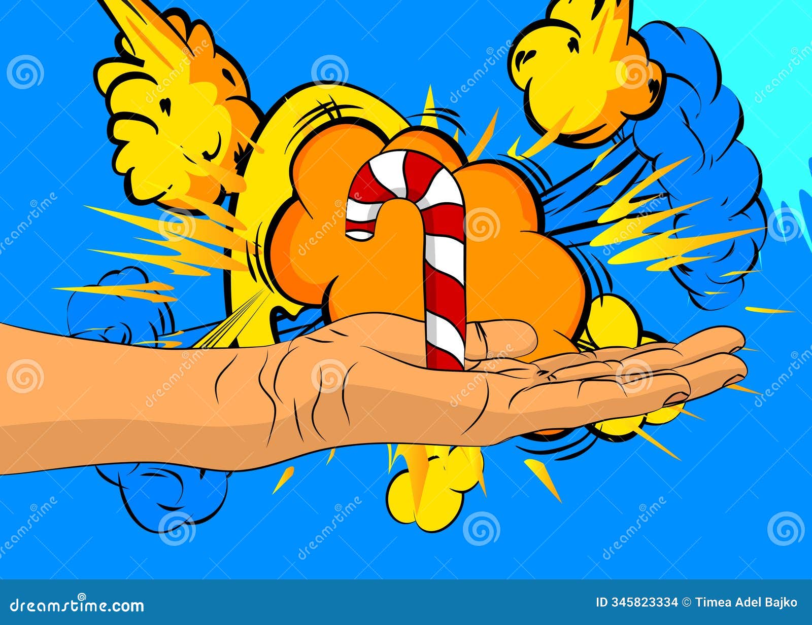Cartoon, Comic Book Human Hands Holding Candy Cane. Retro Comics Pop ...