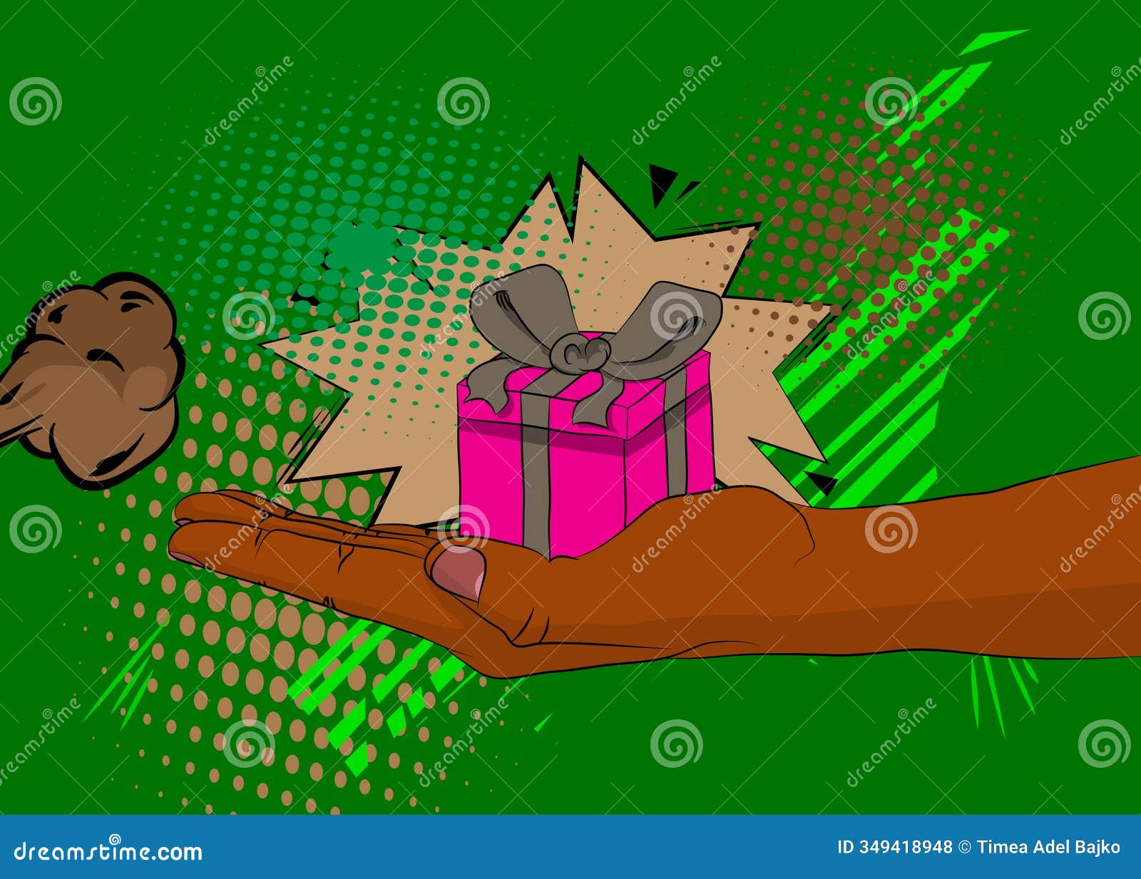 Cartoon, Comic Book Human Hands Holding Gift Box, Vector Comics Pop Art ...