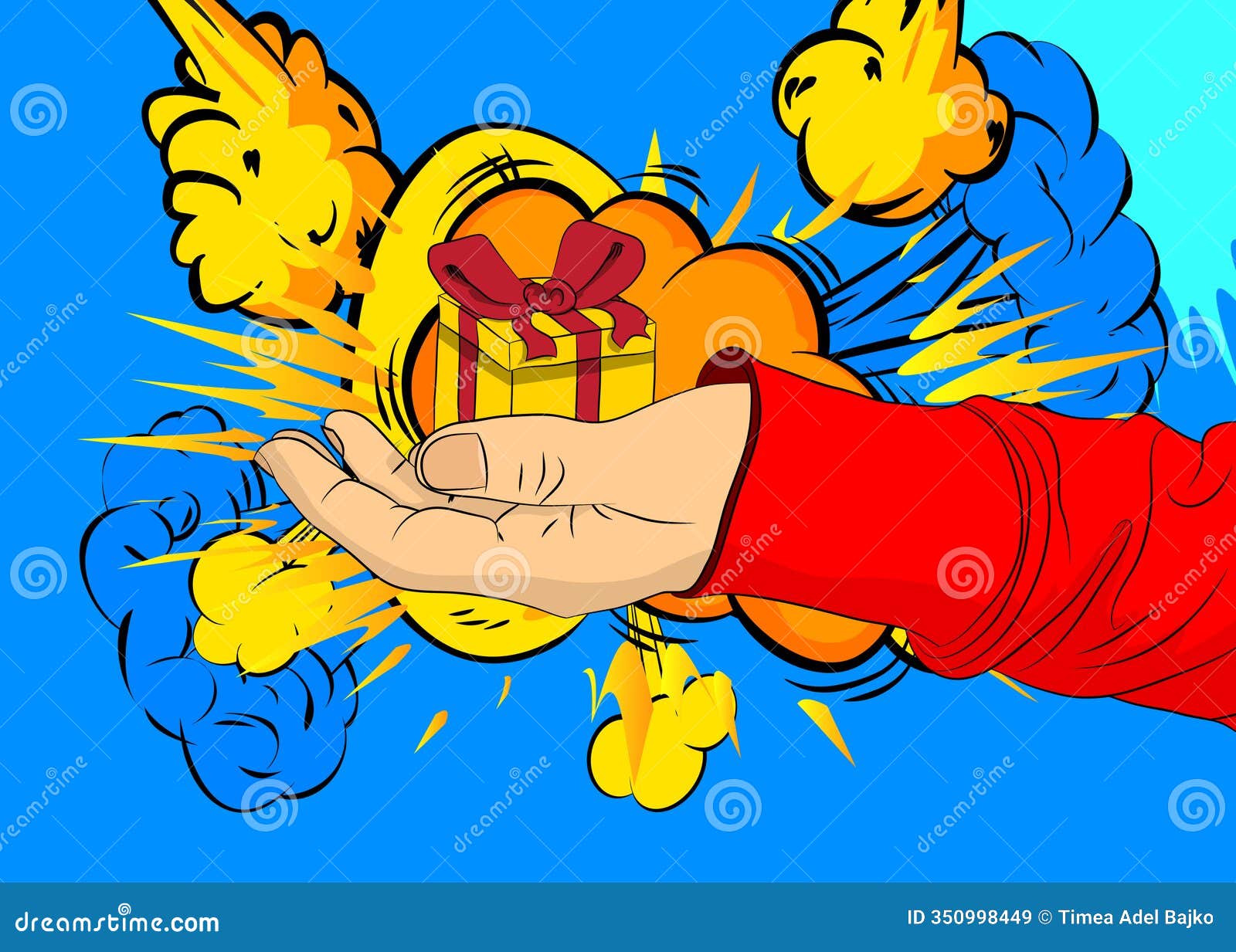 Cartoon, Comic Book Human Hands Holding Gift Box. Retro Vector Comics ...