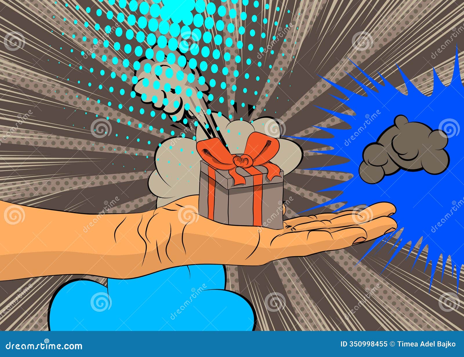 Cartoon, Comic Book Human Hands Holding Gift Box. Retro Vector Comics ...
