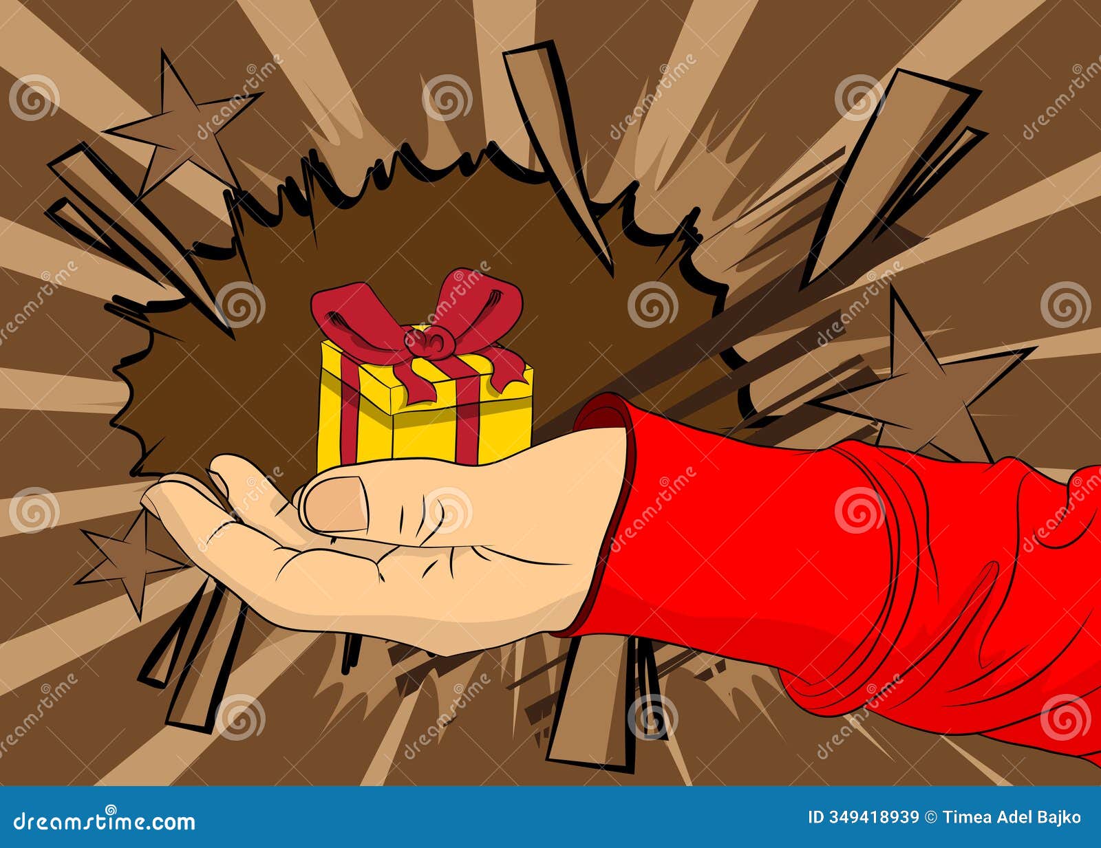 Cartoon, Comic Book Human Hands Holding Gift Box, Vector Comics Pop Art ...