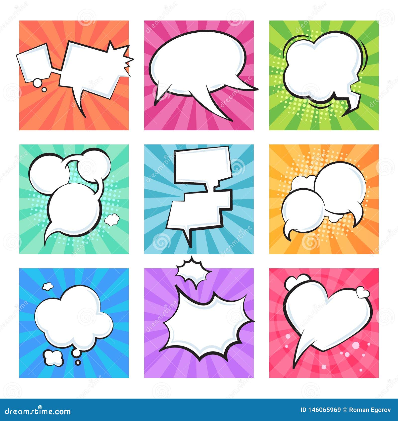 Cartoon Comic Bubbles. Speech Retro Balloons Explosive Cloud Element ...