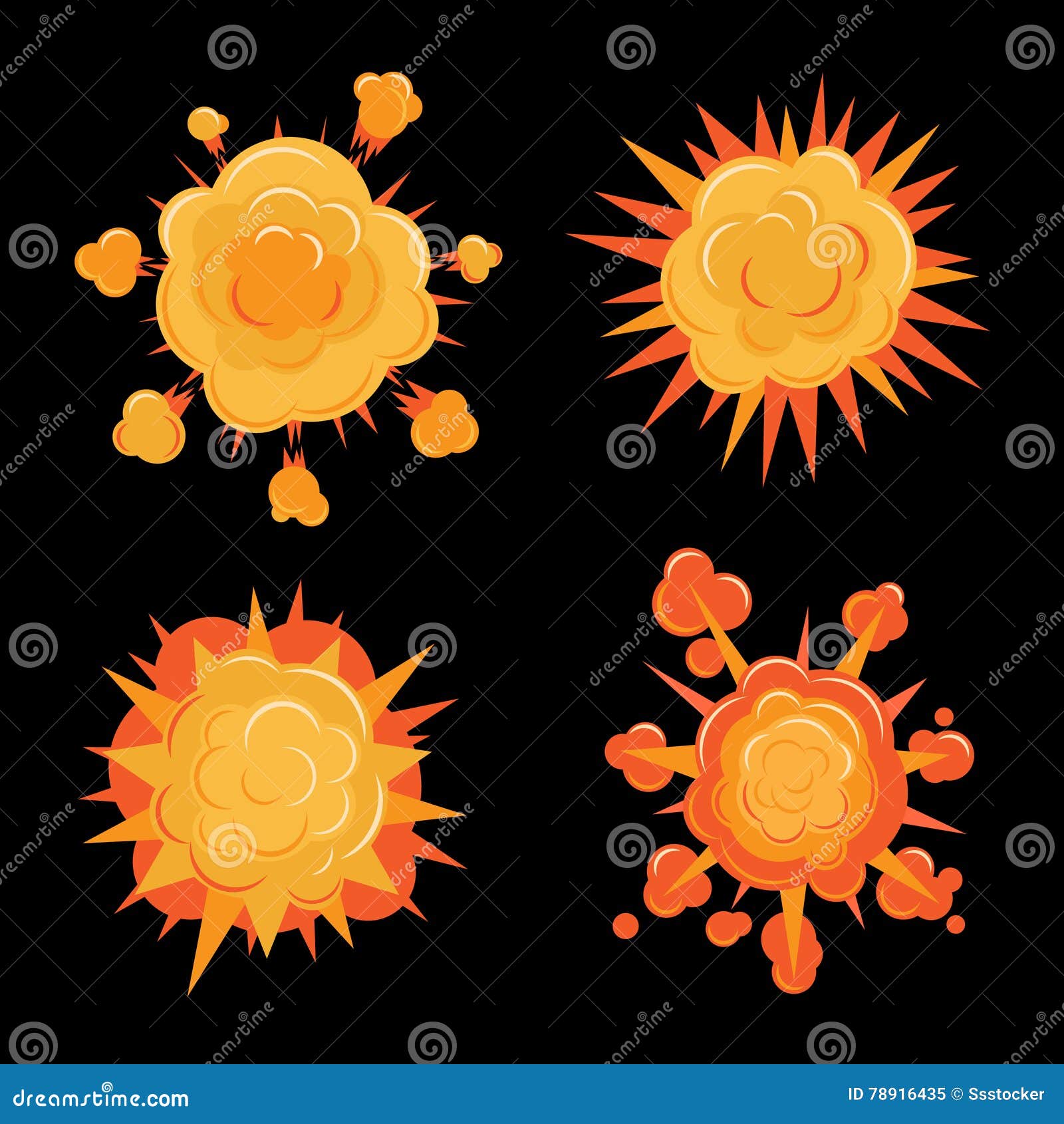 Cartoon Comic Burst or Explosion Set Stock Vector - Illustration of ...