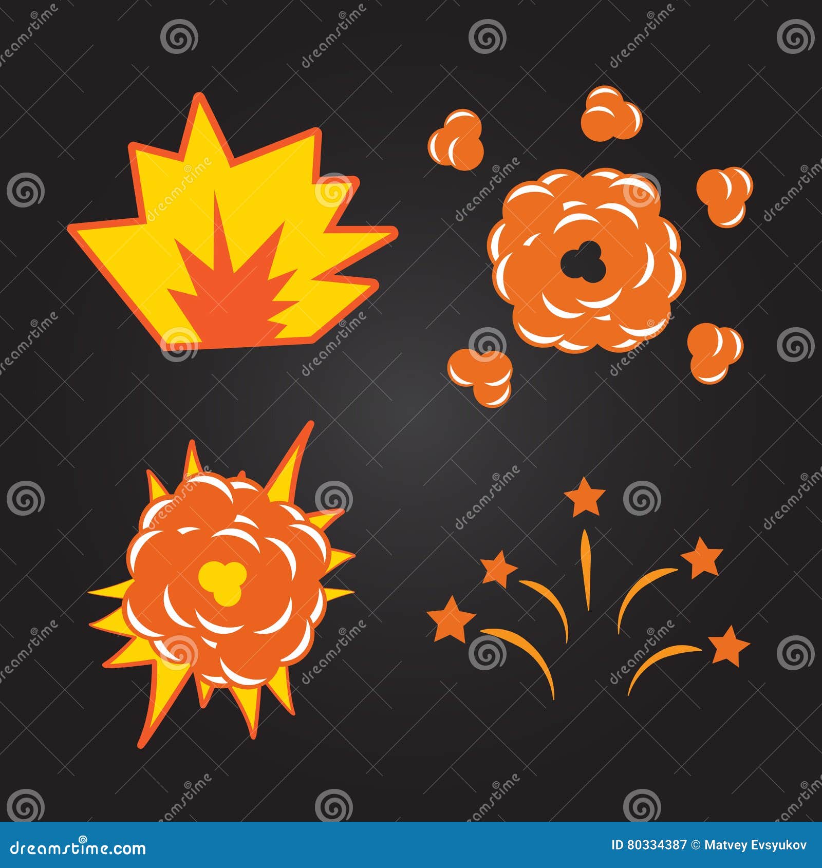 Cartoon Comic Burst or Explosion Set Stock Illustration - Illustration ...