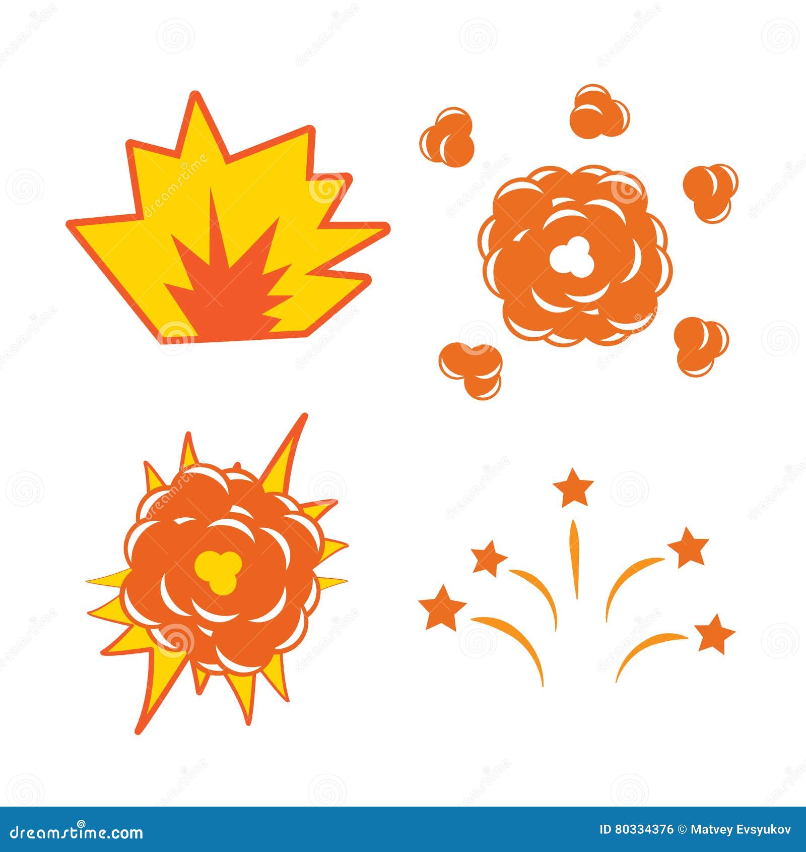 Cartoon Comic Burst or Explosion Set Stock Illustration - Illustration ...
