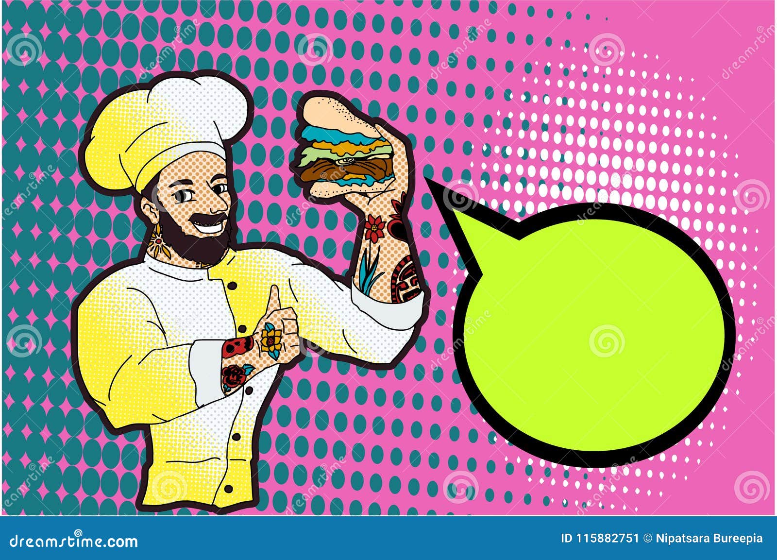 Comic Chef Retro Poses - Set Of Concepts Vector Illustrations ...