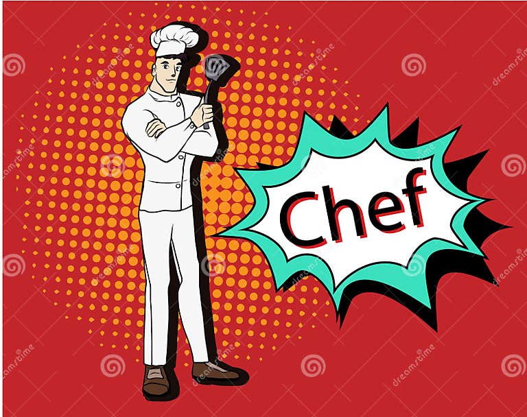 Cartoon Comic Chef on Halftone Background.handsome Chef Stock Vector ...