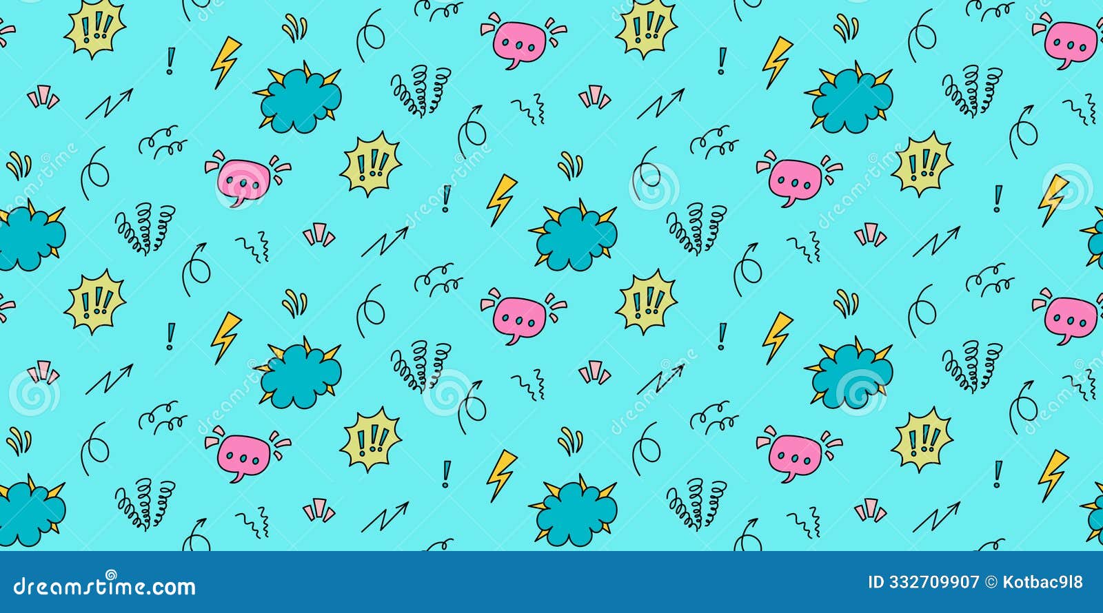Cartoon Comic Doodle Pattern Vector Stock Illustration - Illustration ...