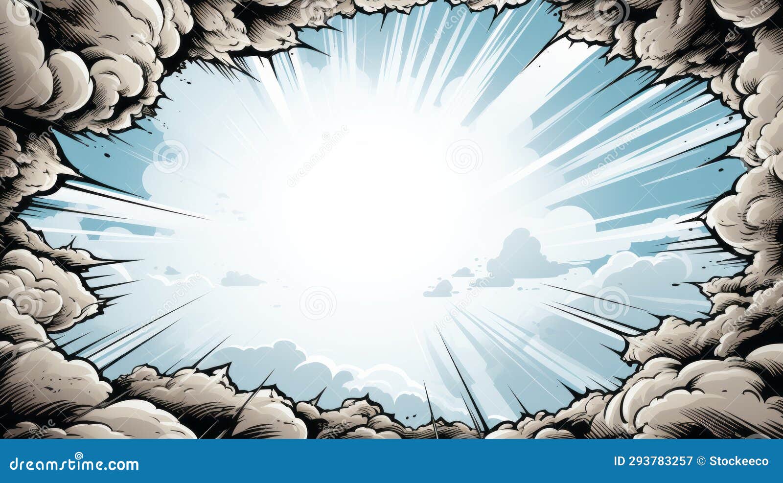 Cartoon Comic Explosion: Space Travel through Clouds Stock Illustration ...