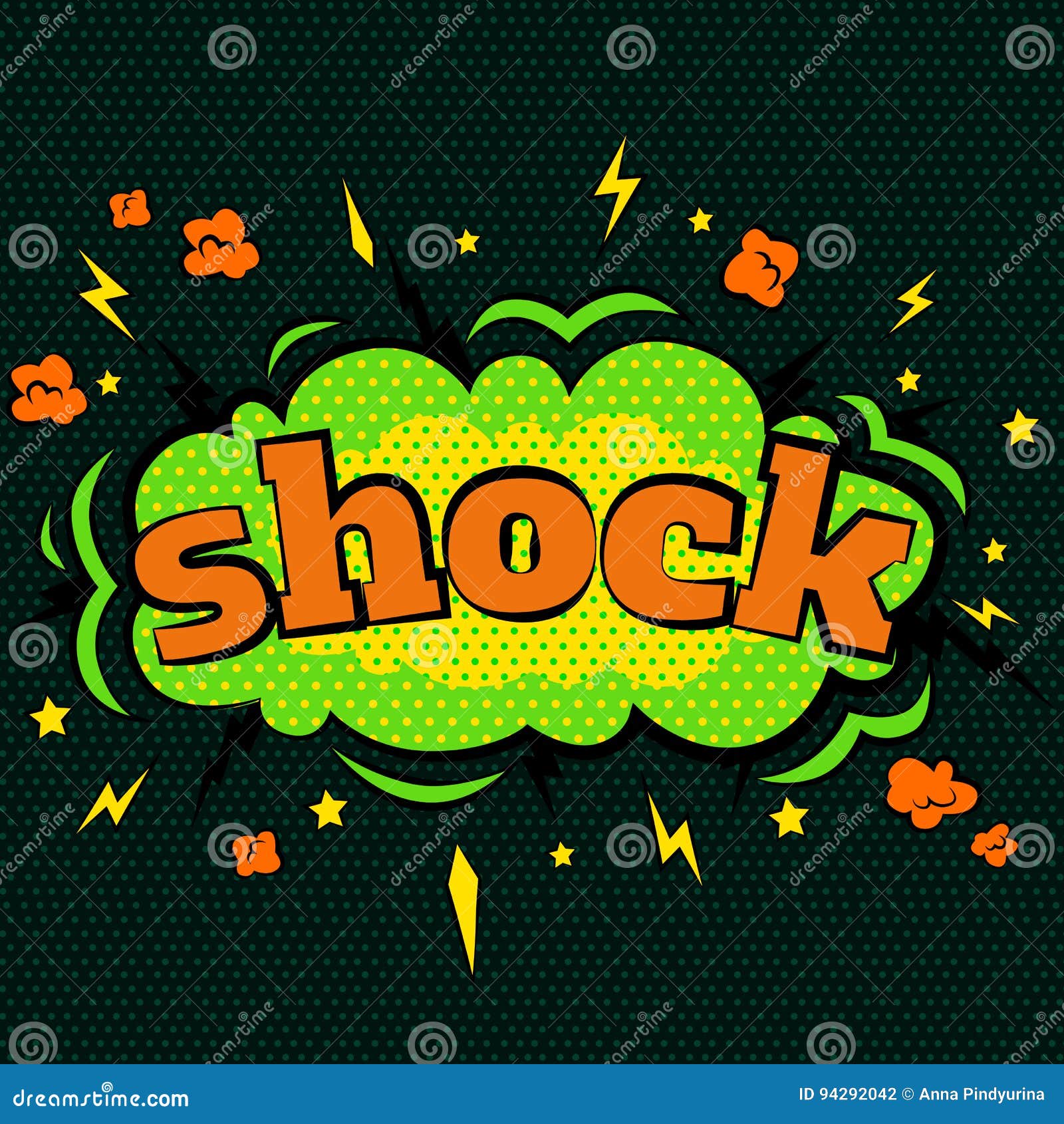 Cartoon Comic Shock Bubbles Labels with Text and Elements with Halftone ...