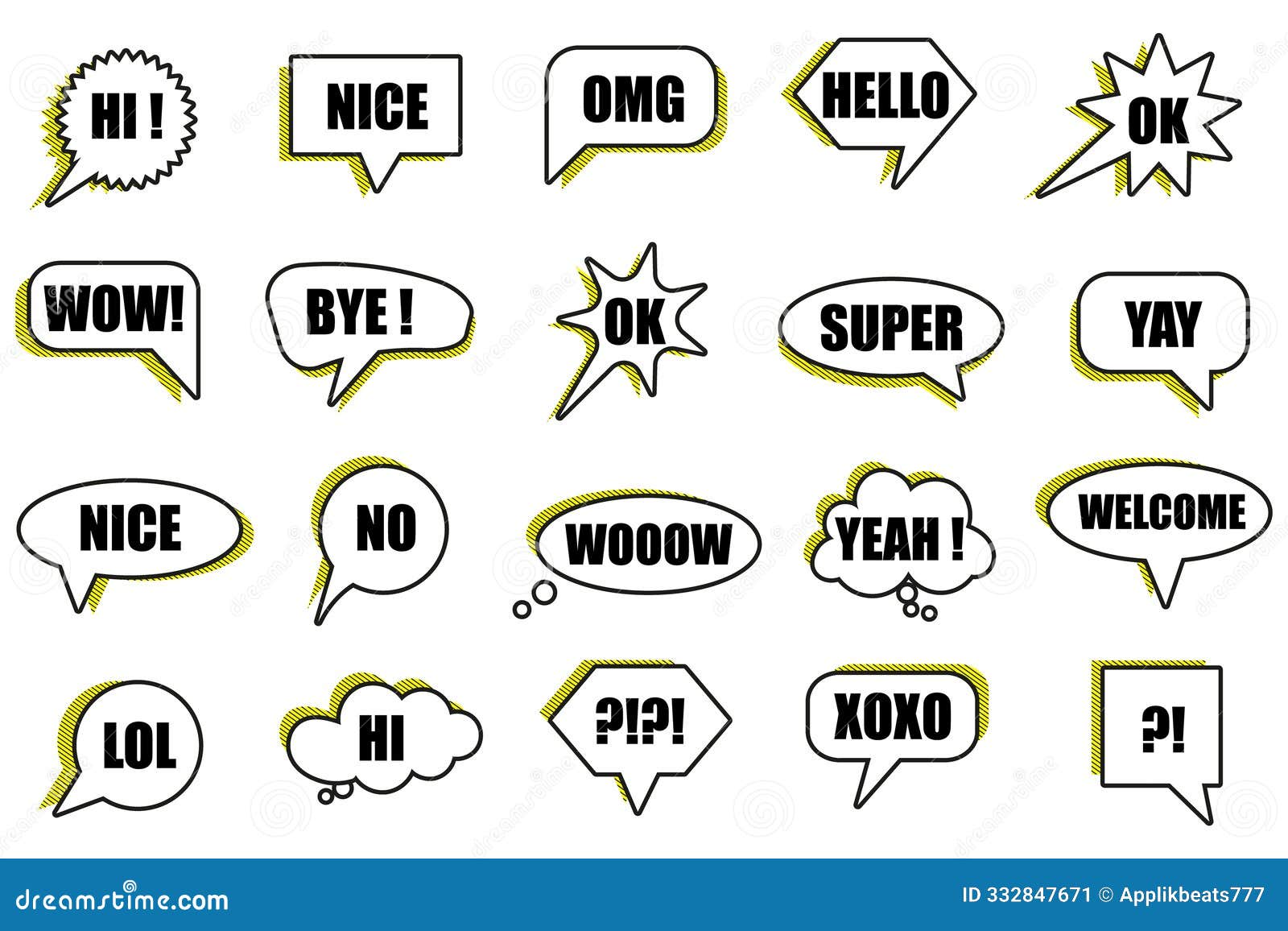 Cartoon Comic Speech Bubble Collection. Set of Comic Speech Bubble with Halftone. Cartoon Cloud ...