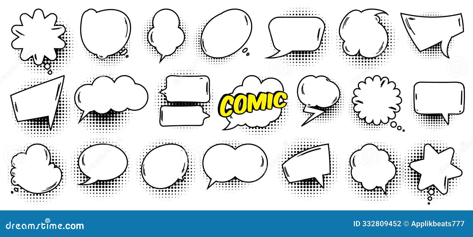 Cartoon Comic Speech Bubble Collection. Set of Comic Speech Bubble with ...