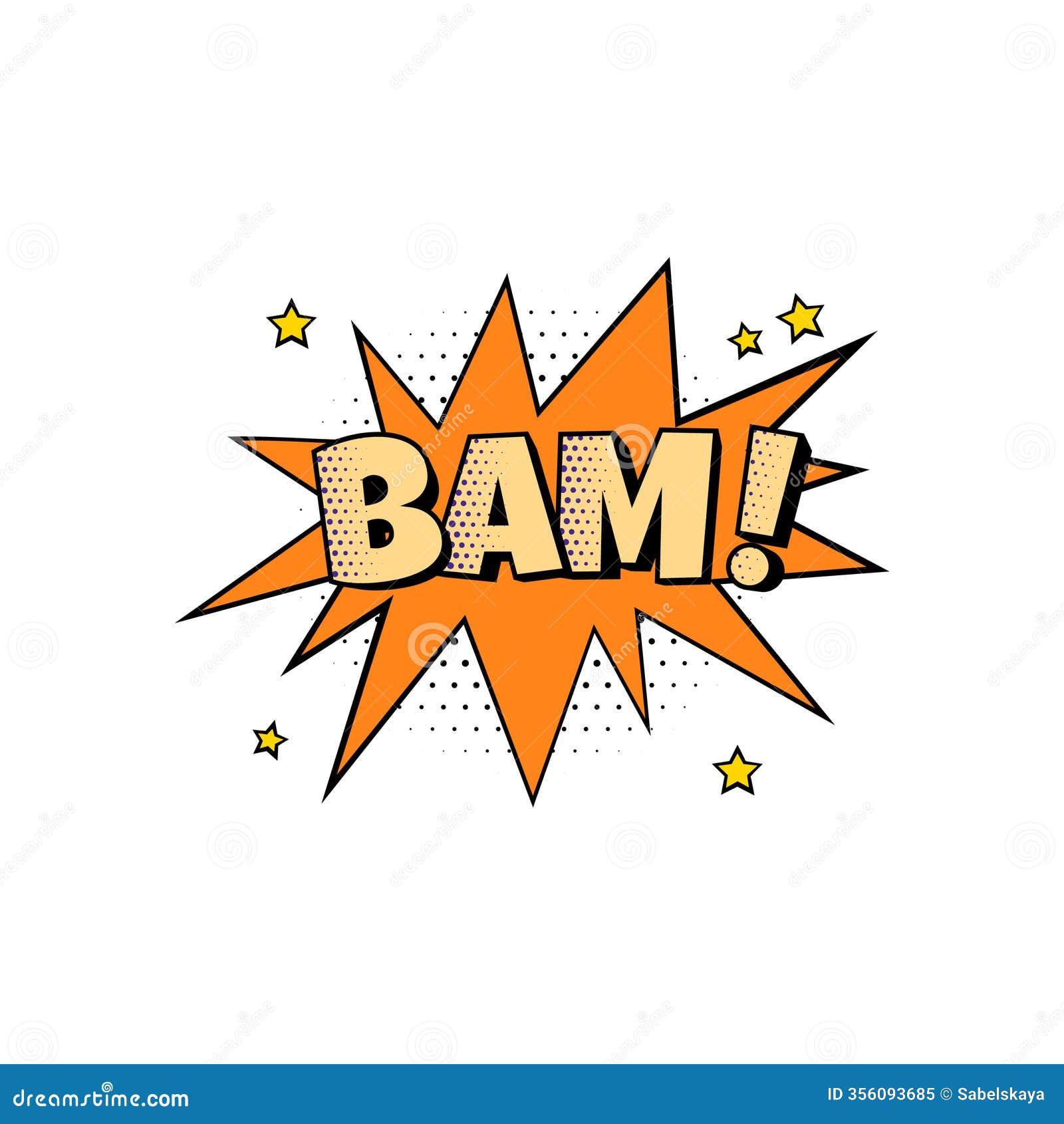 Cartoon Comic Speech Bubble with Dotted Pattern, Stars, BAM Word ...