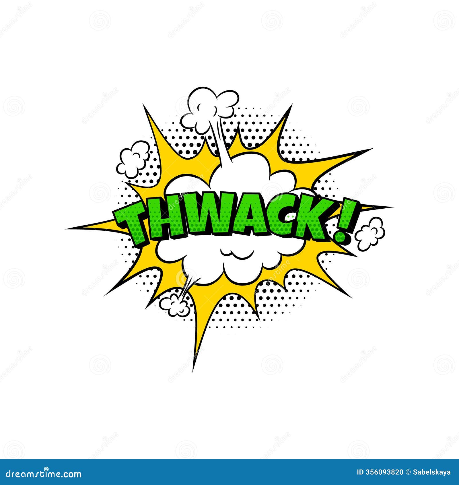 Cartoon Comic Speech Bubble with Dotted Pattern, THWACK Word Expression ...
