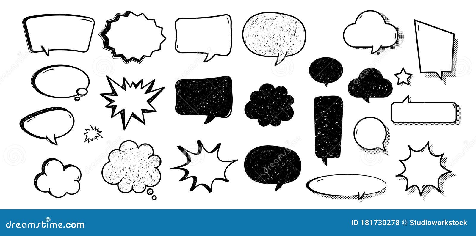 Cartoon Comic Speech Bubble Set with Chat Cloud Stock Vector ...