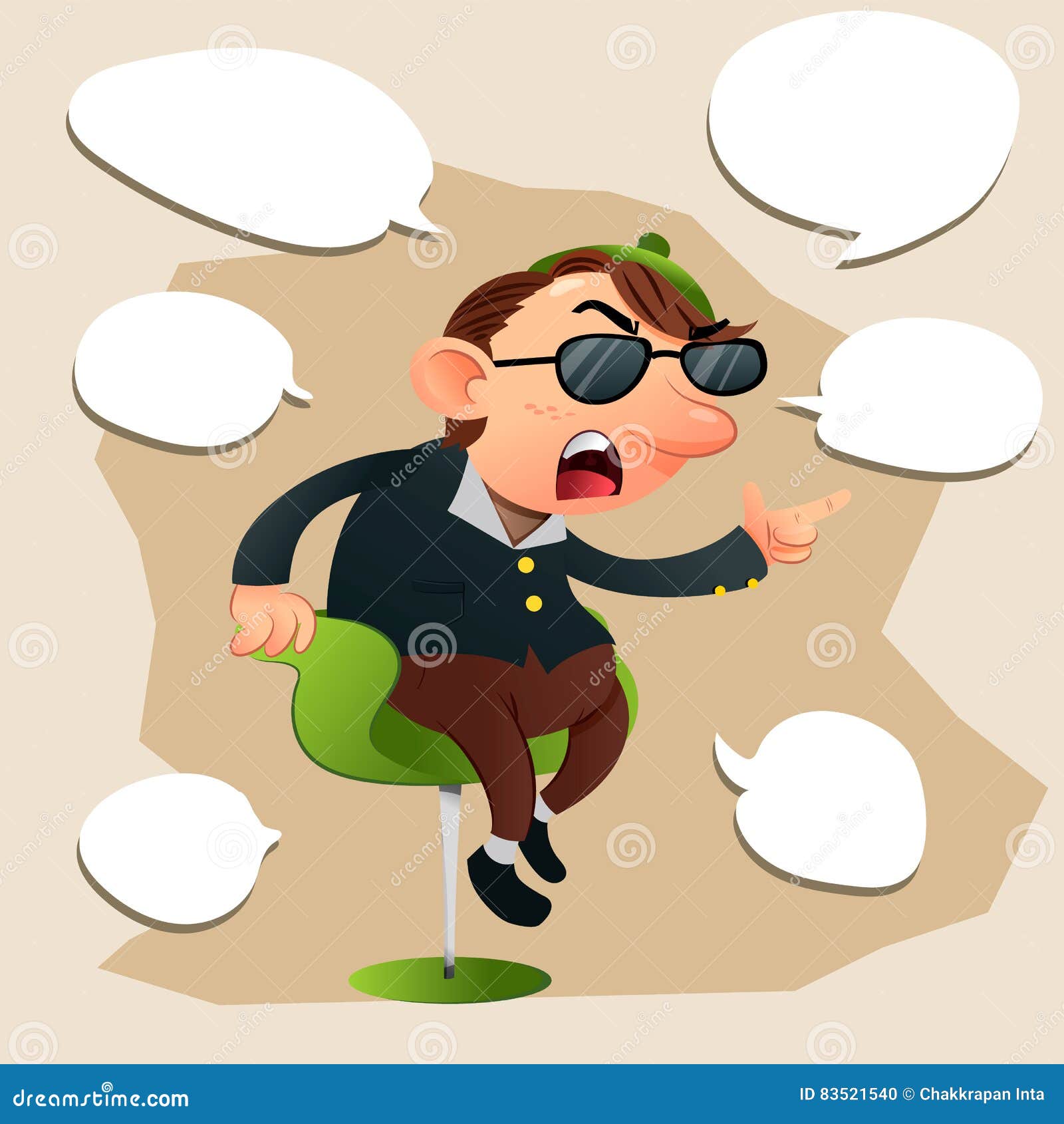 Cartoon Commentator with Speech Bubble Stock Vector - Illustration of ...