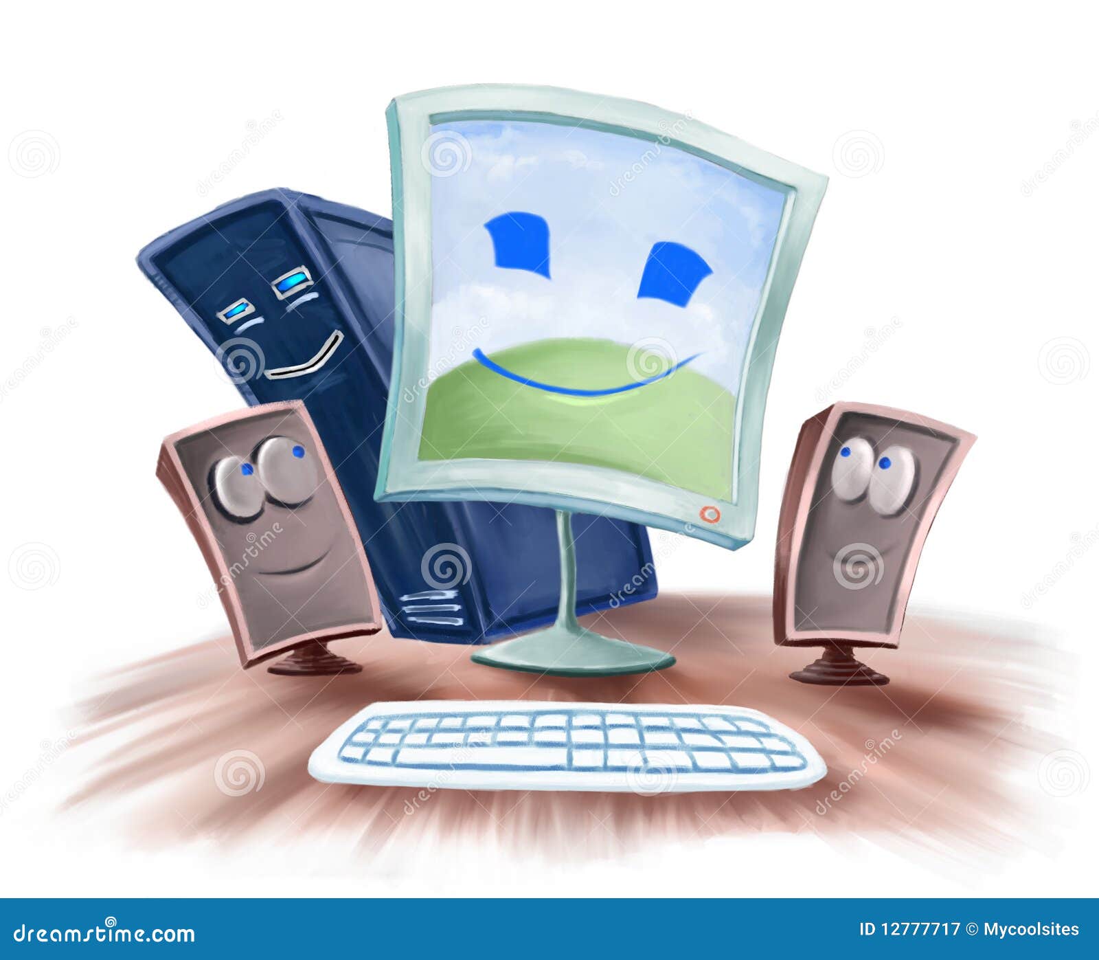 Cartoon computer stock illustration. Illustration of electronics - 12777717