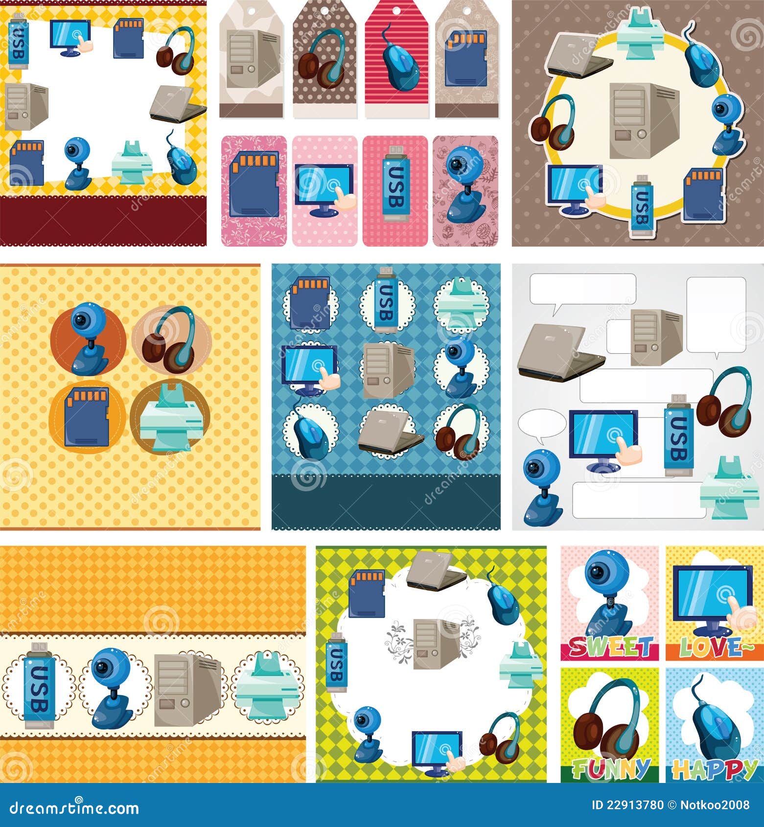 Cartoon computer card stock vector. Illustration of keyboard - 22913780