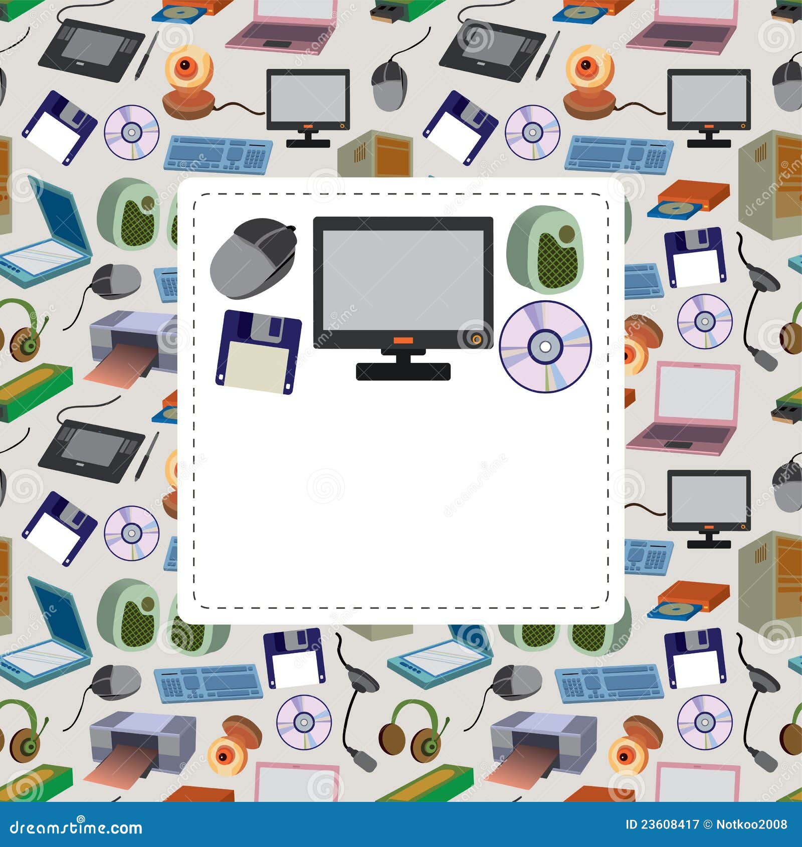 Cartoon computer card stock vector. Illustration of laptop - 23608417