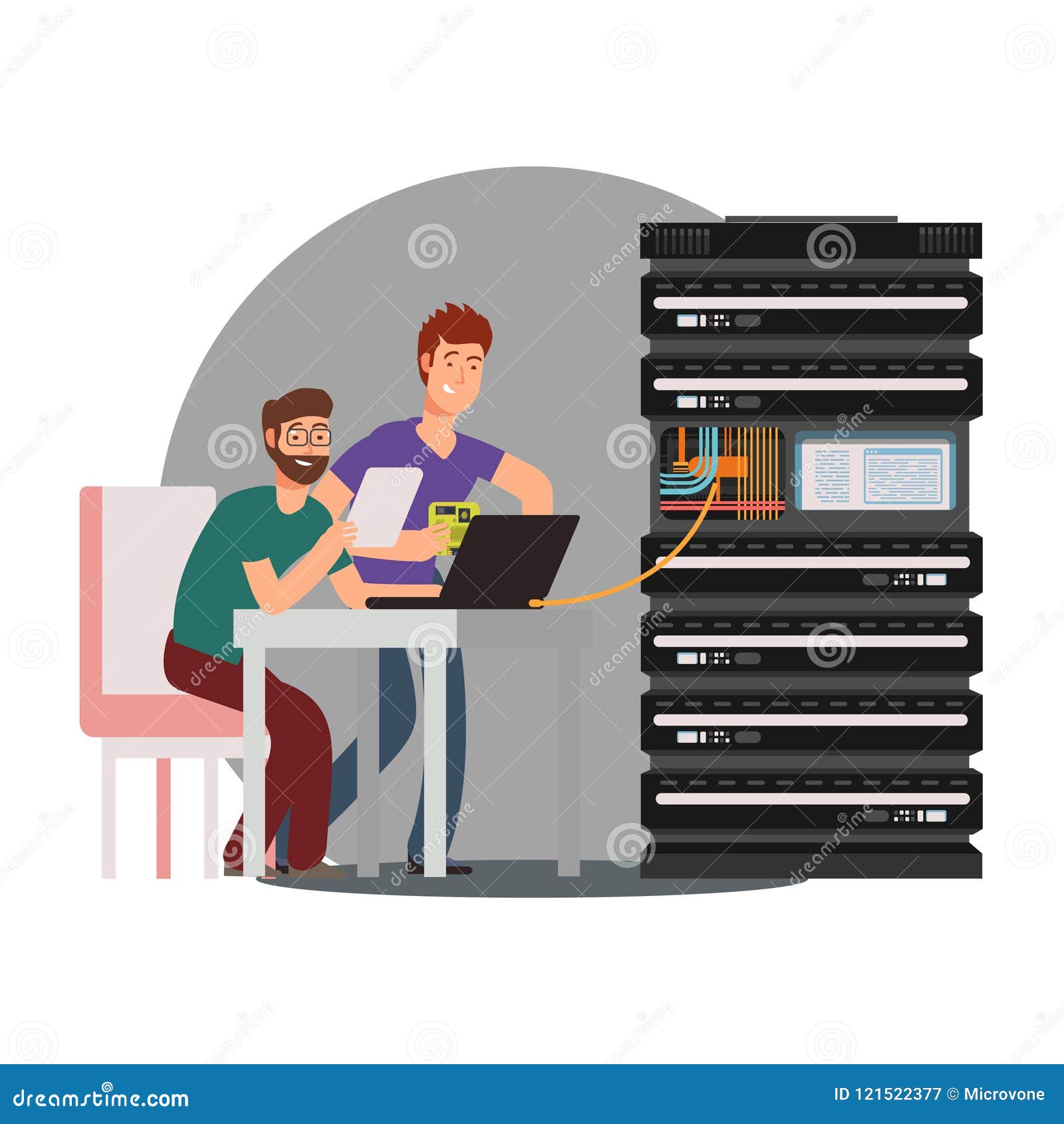 Cartoon Computer Engineers Working with Server Stock Vector ... Cartoon Computer Engineers Working with Server Stock Vector ...