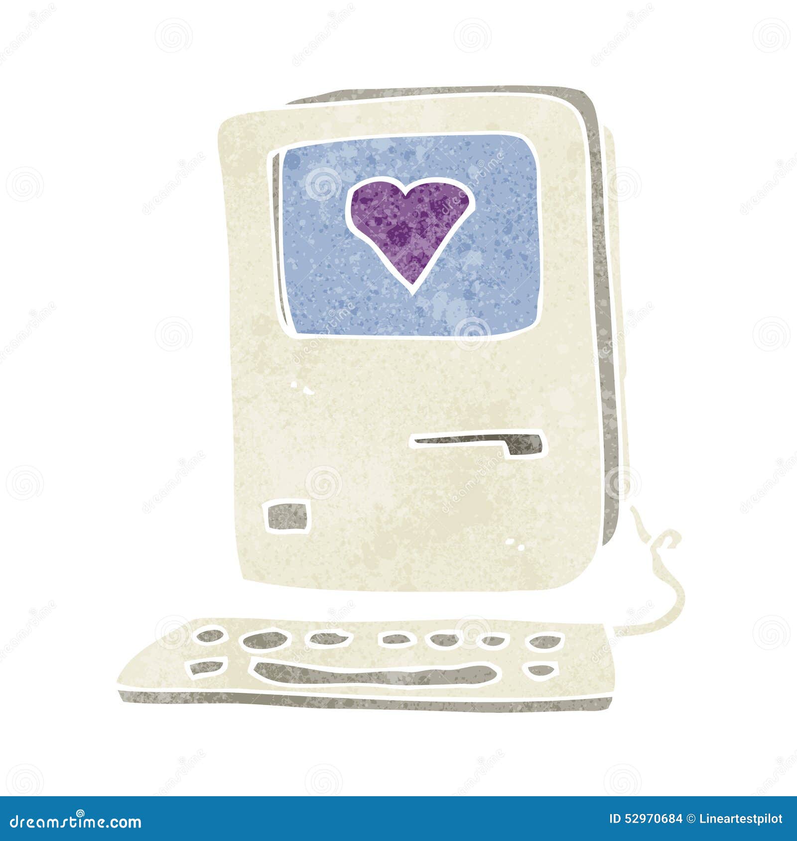 Cartoon Computer with Love Heart Stock Illustration - Illustration of ...
