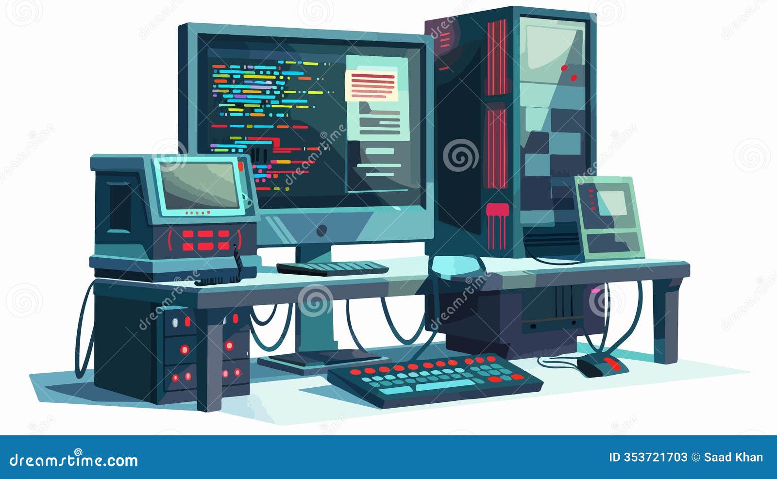 Cartoon Computer Network Attack Vector Illustration for Cybersecurity ...