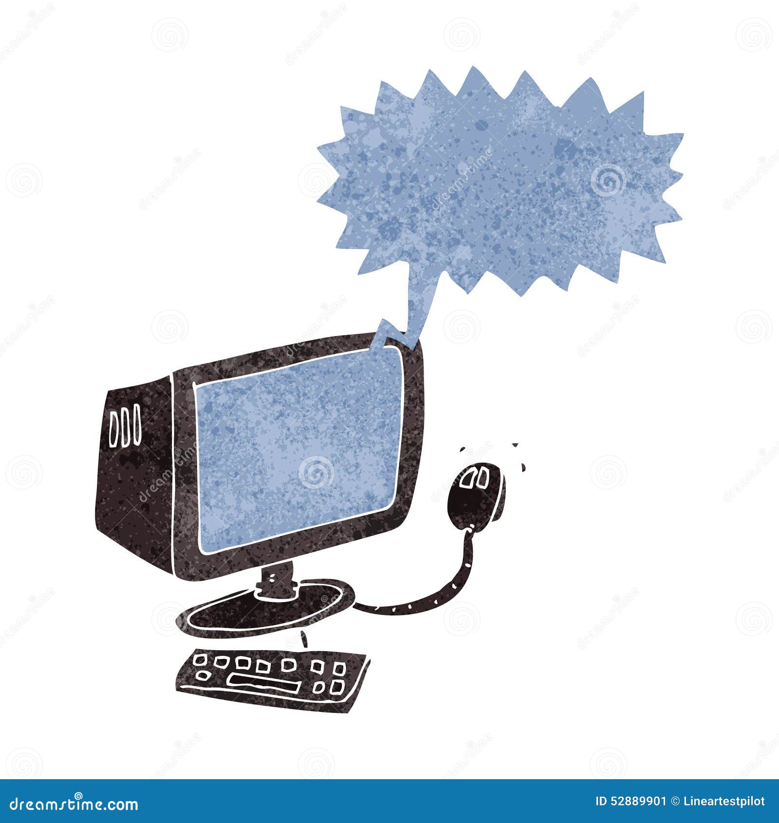 Cartoon Computer with Speech Bubble Stock Illustration - Illustration ...