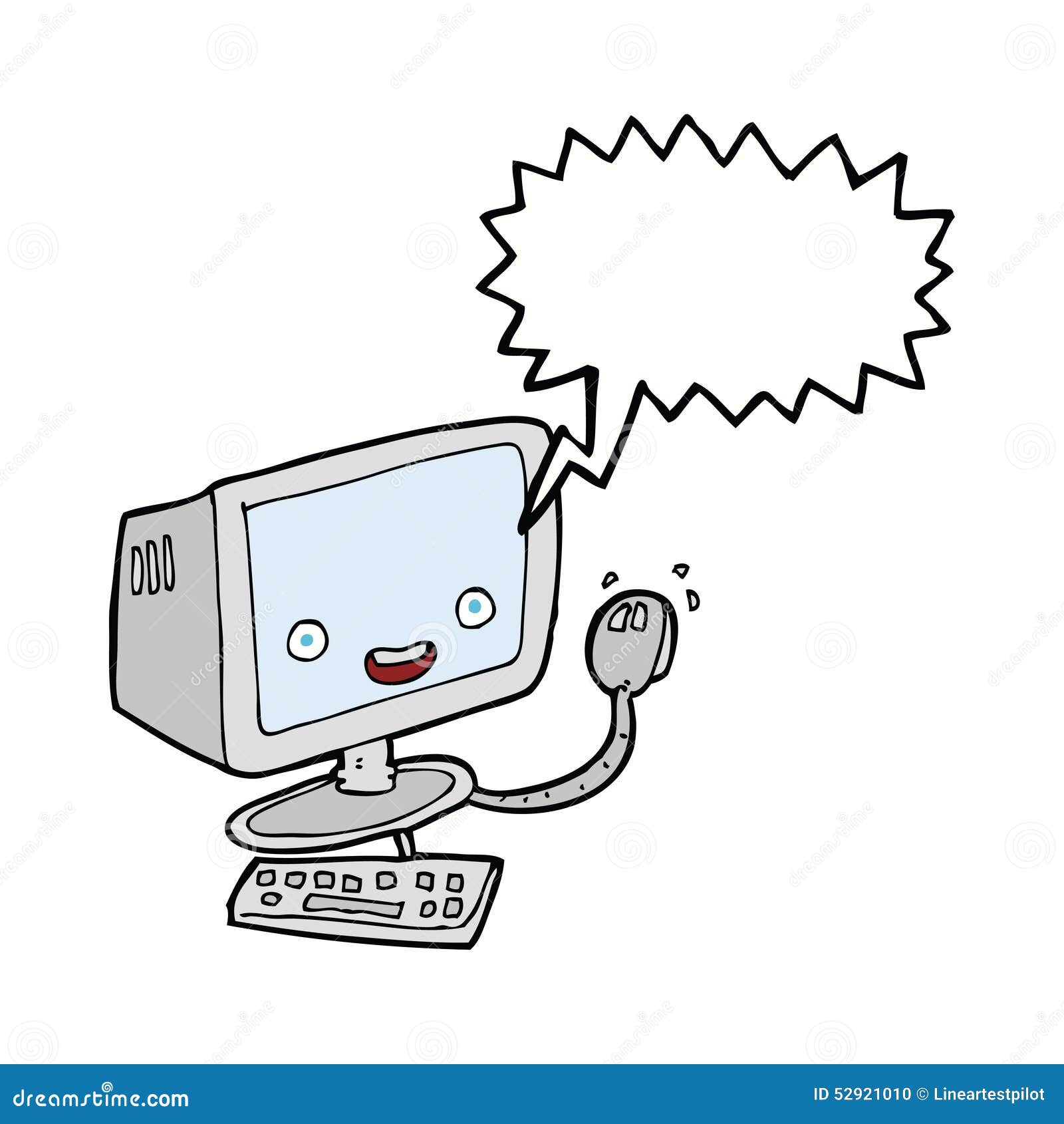 Cartoon Computer with Speech Bubble Stock Illustration - Illustration ...