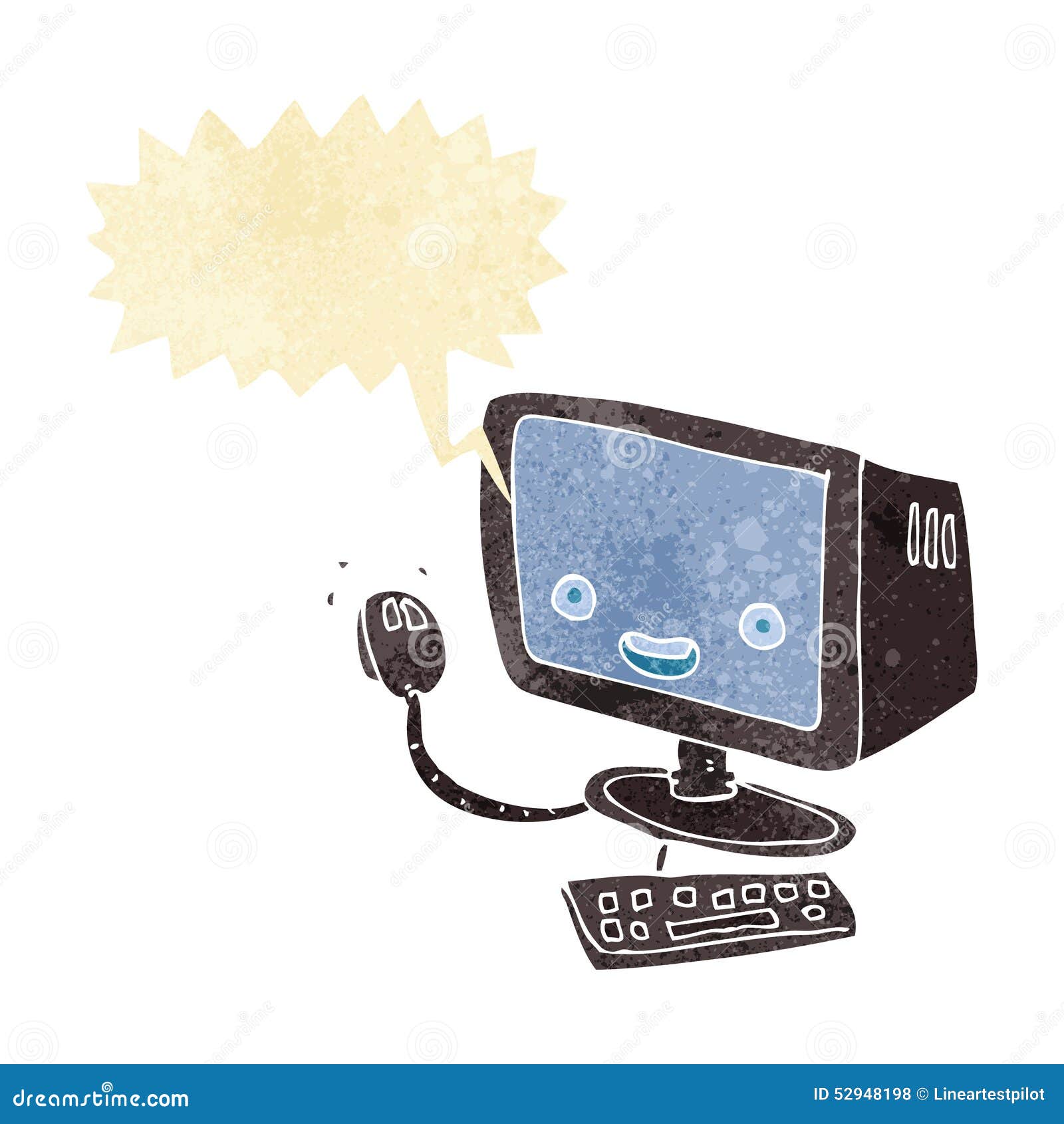 Cartoon Computer with Speech Bubble Stock Illustration - Illustration ...