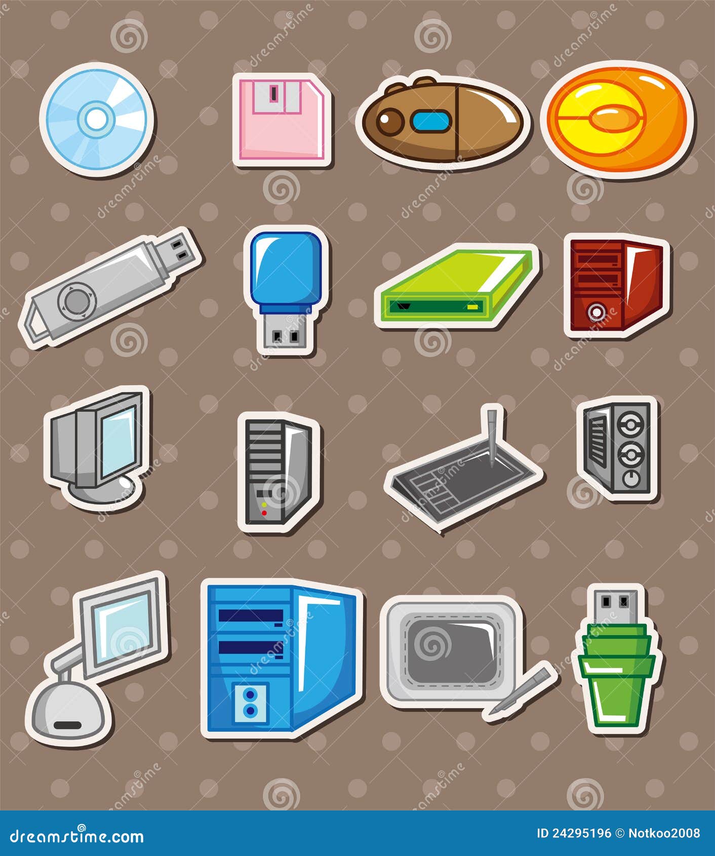 Cartoon computer stickers stock vector. Illustration of headset - 24295196