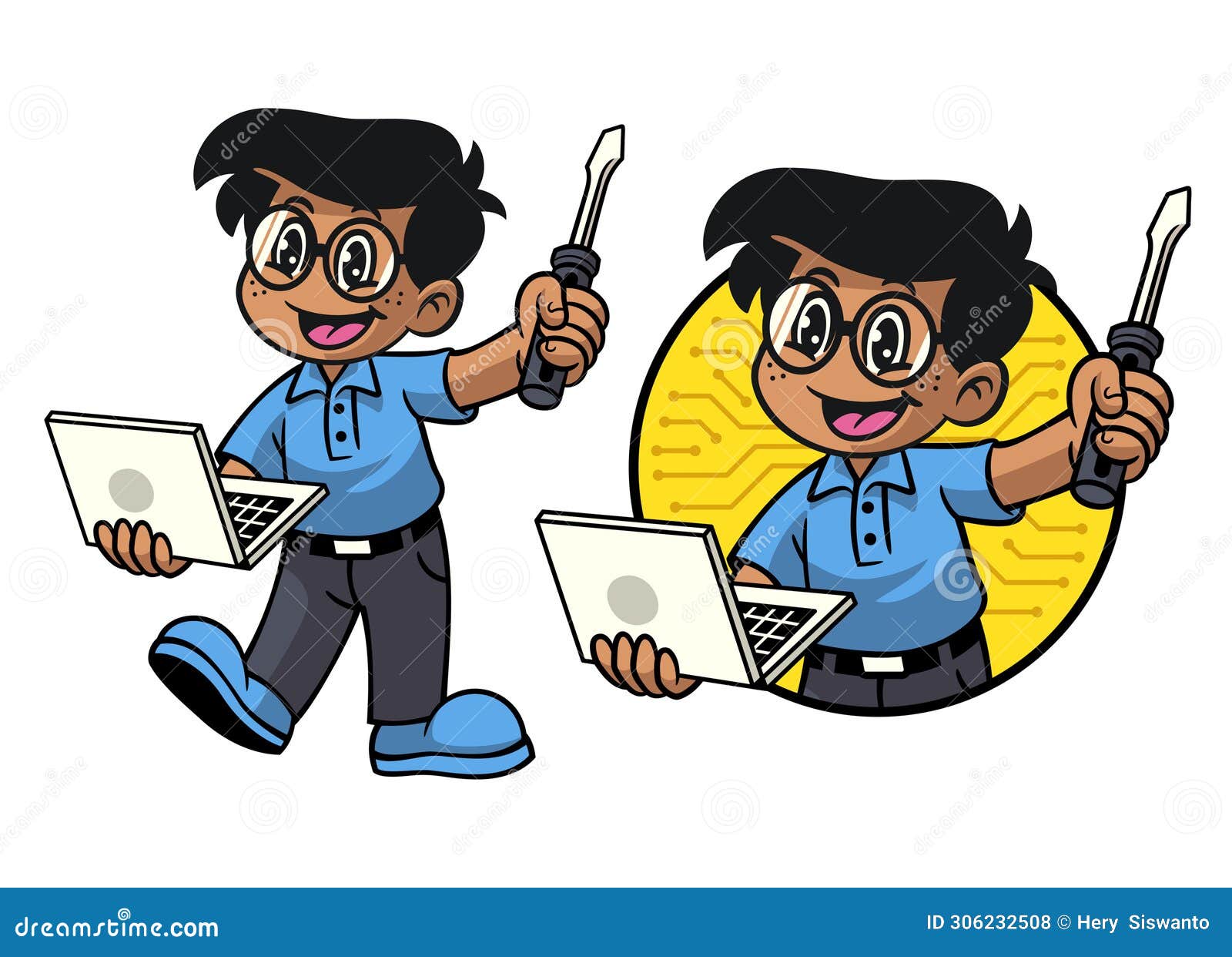 Computer Technician Line Icons, Signs, Vector Set, Outline Illustration ...