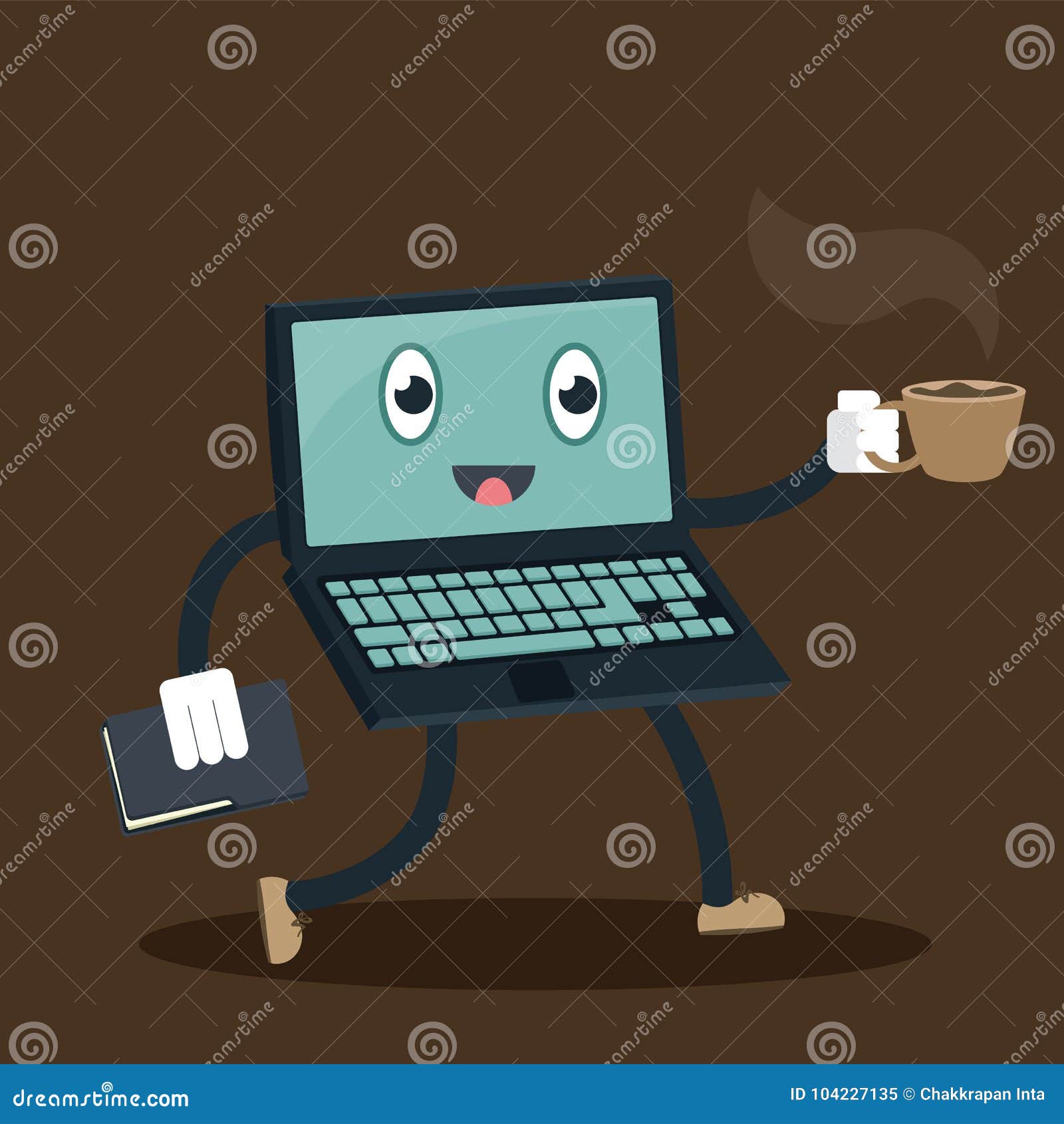Cartoon computer secretary stock vector. Illustration of robot - 104227135