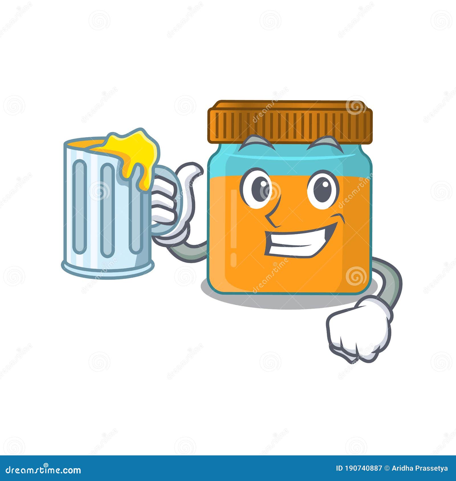 A Cartoon Concept of Honey Jar with a Glass of Beer Stock Vector ...