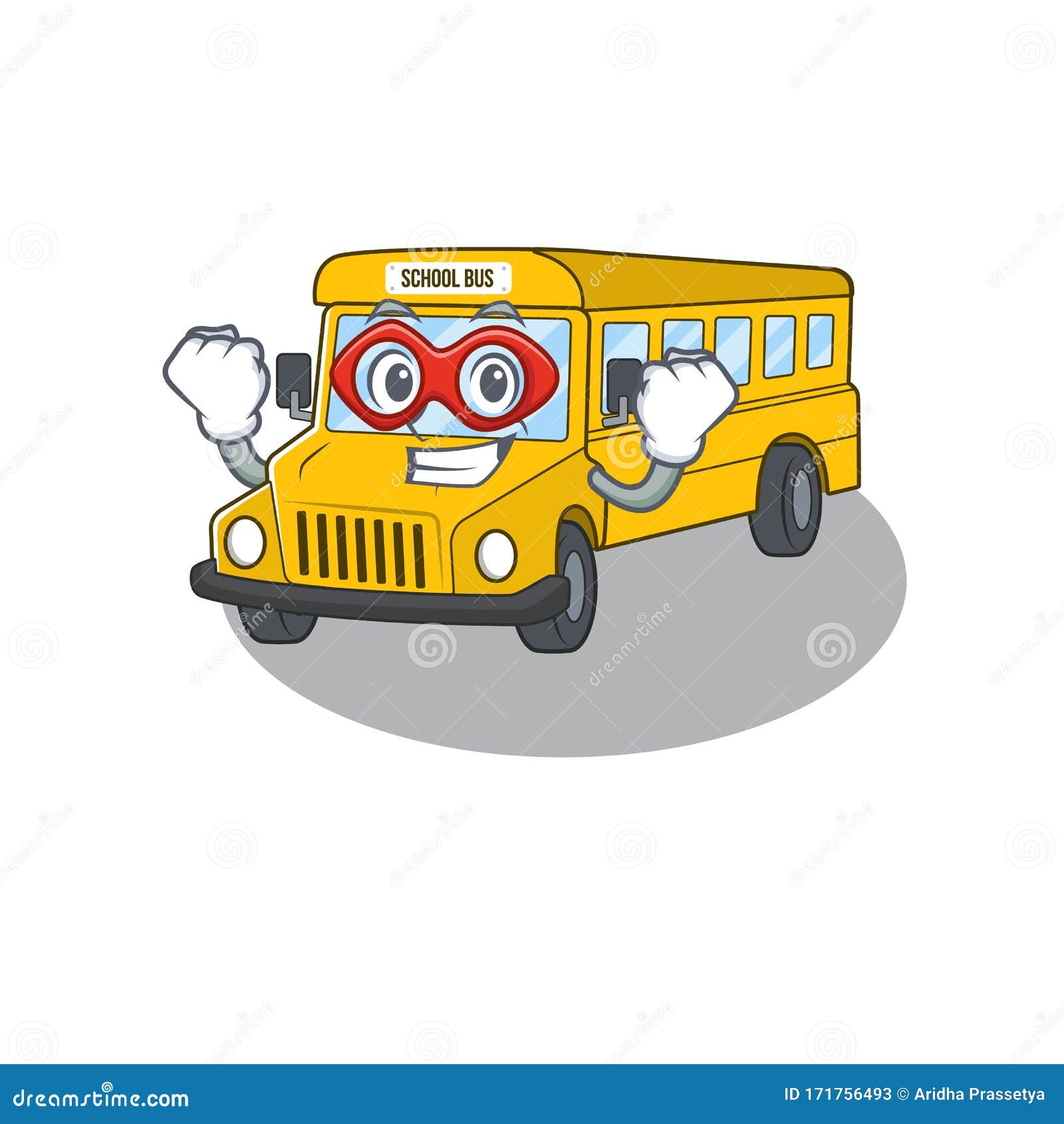 A Cartoon Concept of School Bus Performed As a Super Hero Stock Vector ...