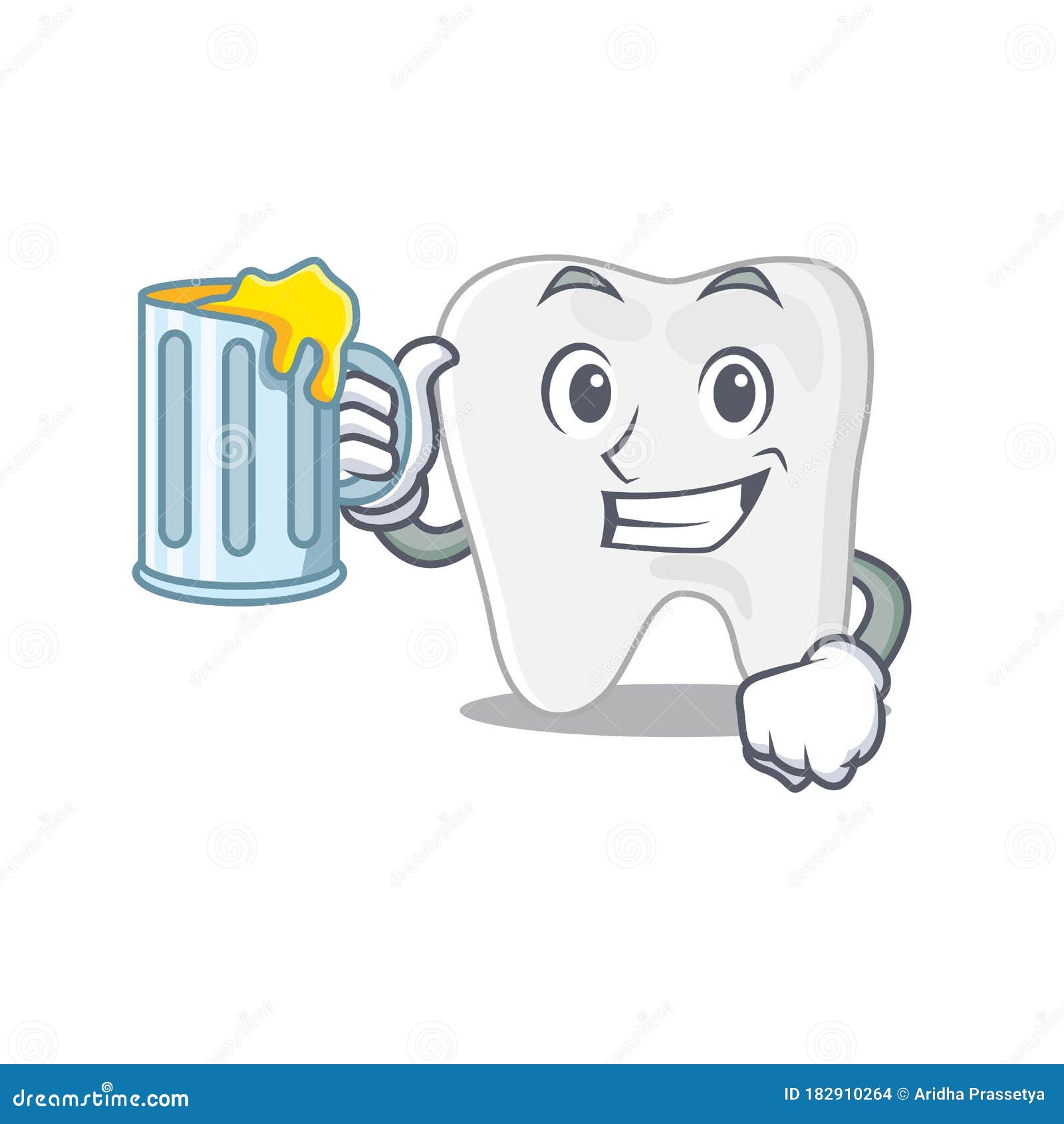 A Cartoon Concept of Tooth with a Glass of Beer Stock Vector ...